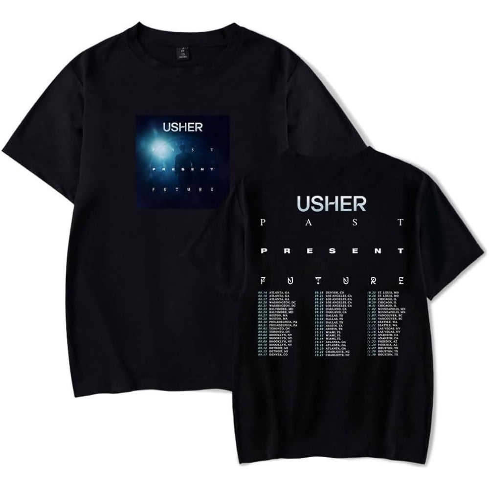 Rapper Usher Past Present Future Tour 2024 Merch T-Shirt Casual Short ...