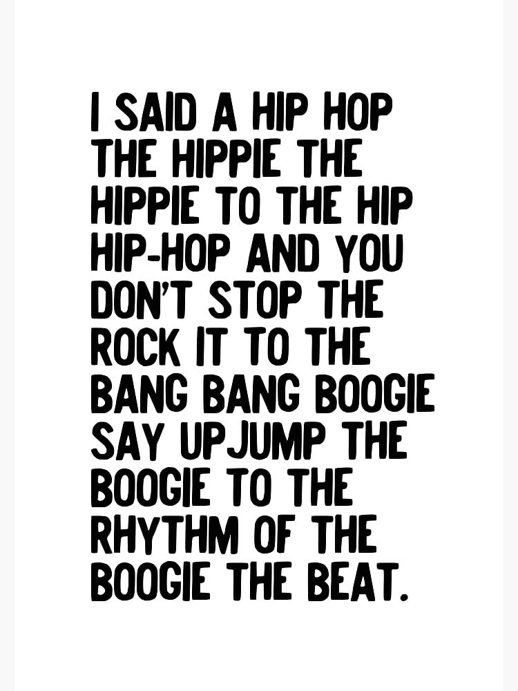 Rappers Delight - Sugar Hill Gang Lyric Art Music - Hip Hop Music ...