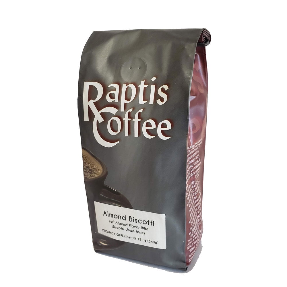 Raptis Coffee Roasters Almond Biscotti Ground Coffee 12oz bag - Walmart.com