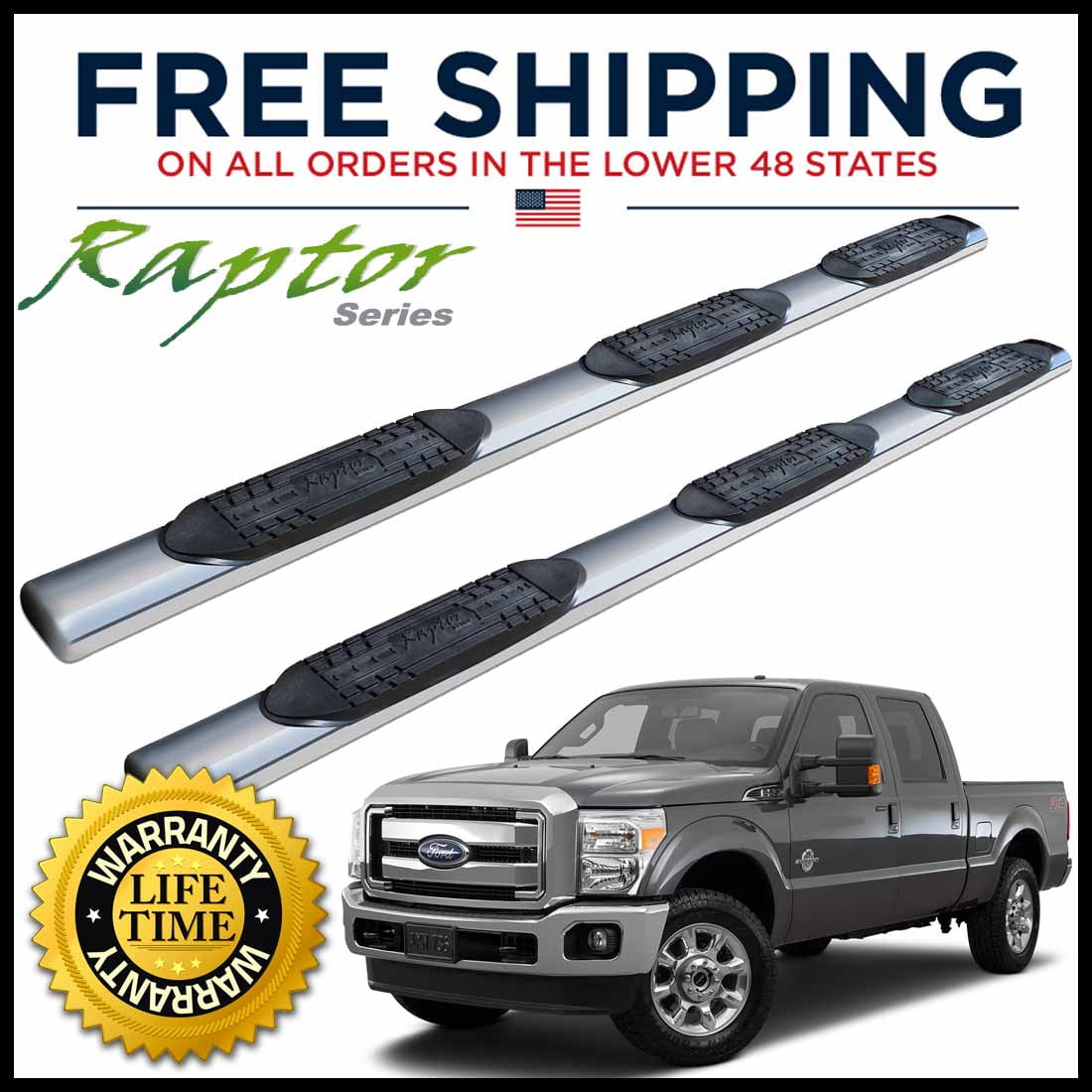 Raptor 1403-0053 6" SST W2W Oval Step Bars for 99-16 Ford F-250/F350 SD ...