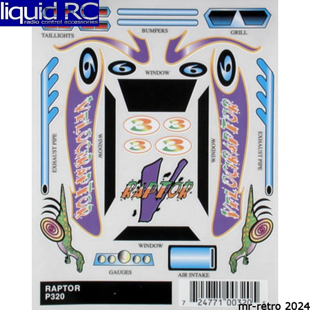 Pinecar 320 Stick-On Decals Raptor - Walmart.com