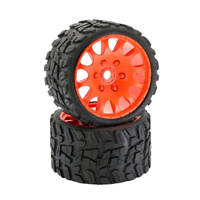 Raptor Belted Monster Truck Tires & Wheels with 17 mm Hex, Orange ...