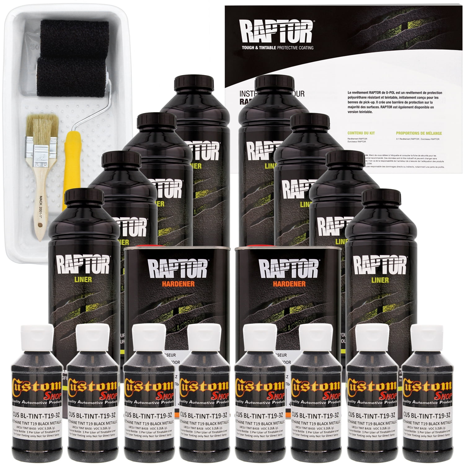 Raptor Black Metallic Urethane Spray-On Truck Bed Liner Roller Kit, 8 ...