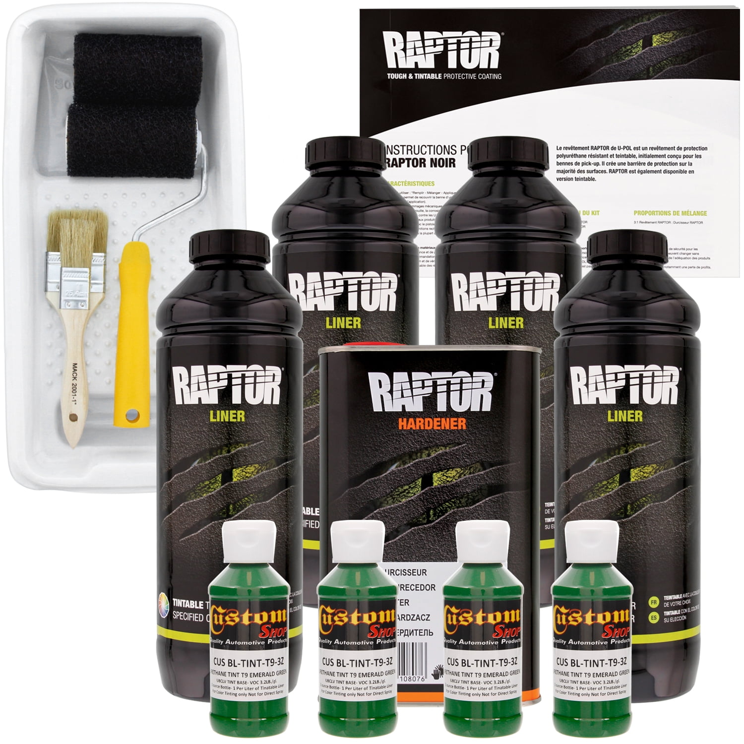 Raptor Emerald Green Urethane Spray-On Truck Bed Liner Roller,Tray ...