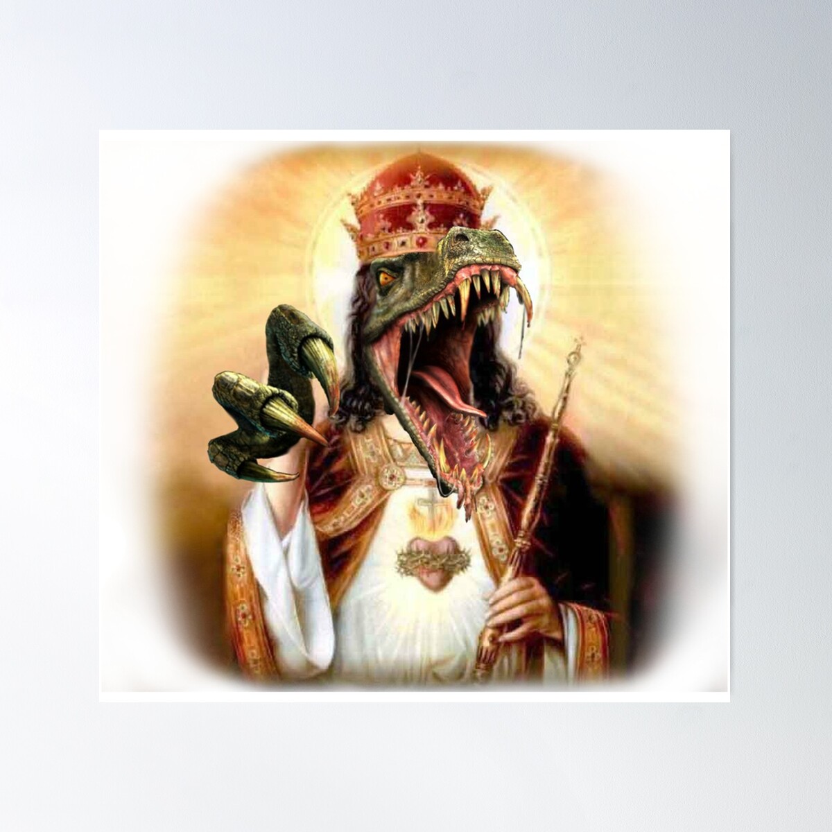 Raptor Jesus Poster Wall Art, Modern Wall Decor For Living Room Bedroom ...