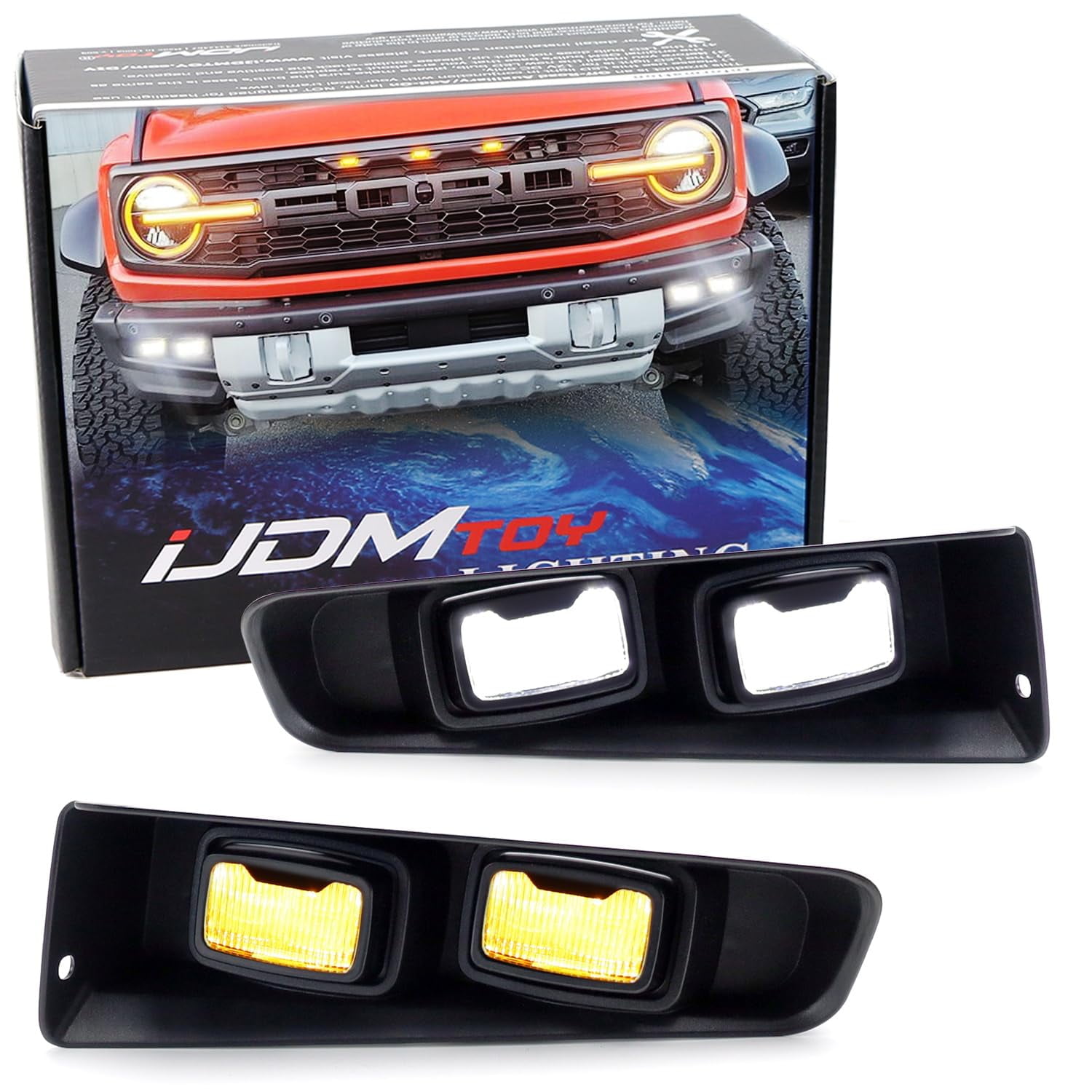 Raptor_Style Dual-Pod White/Amber Switchback LED Daytime Running Light ...