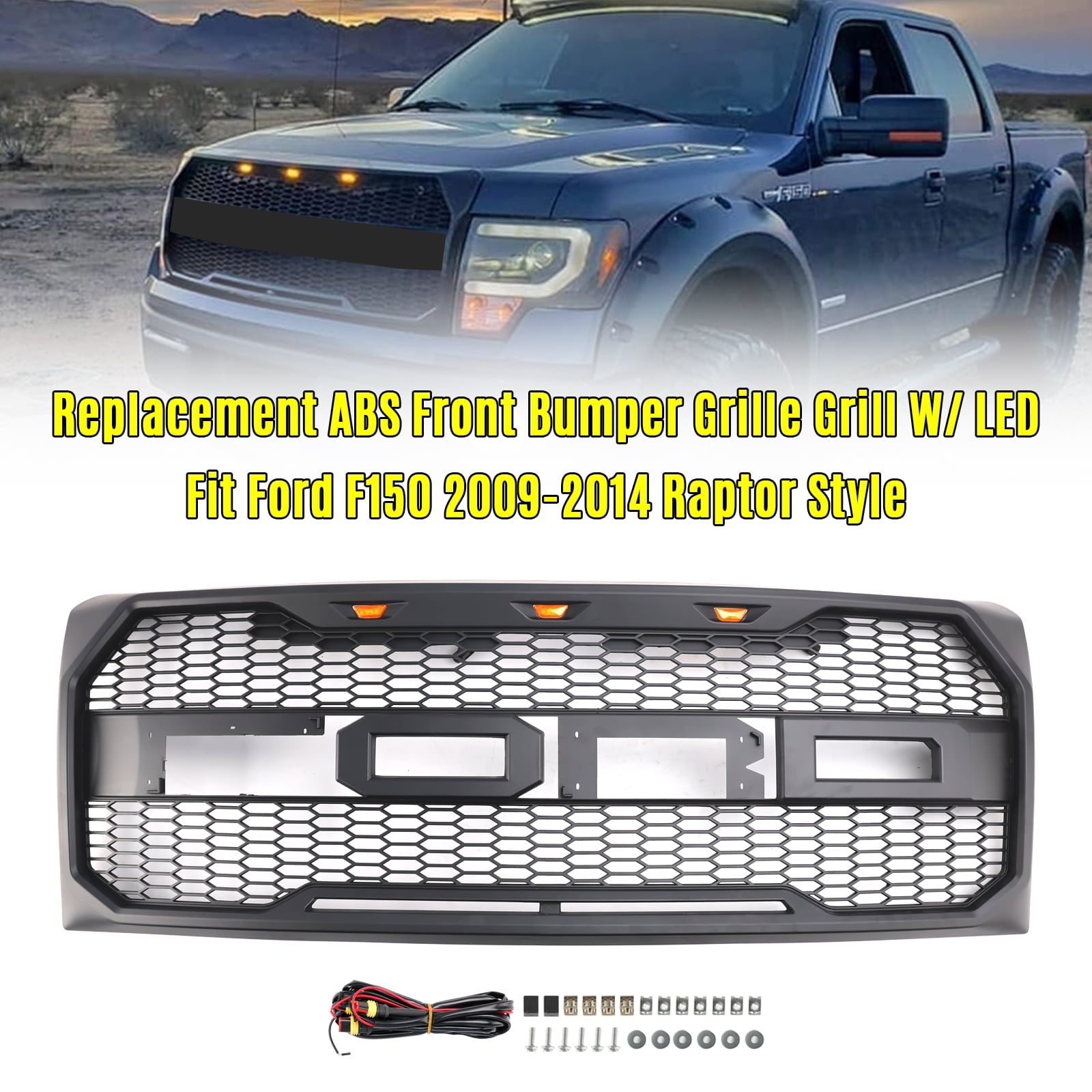 Raptor Style Front Bumper Grille Grill With LED Fit for Ford F150 2009 ...