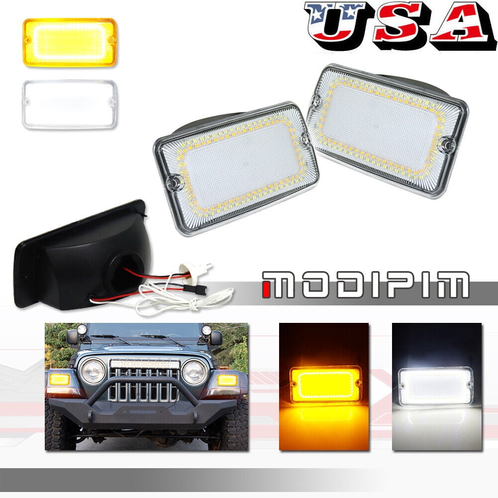 Clear Lens Switch LED Front DRL Turn Signal Light for for Jeep Wrangler ...