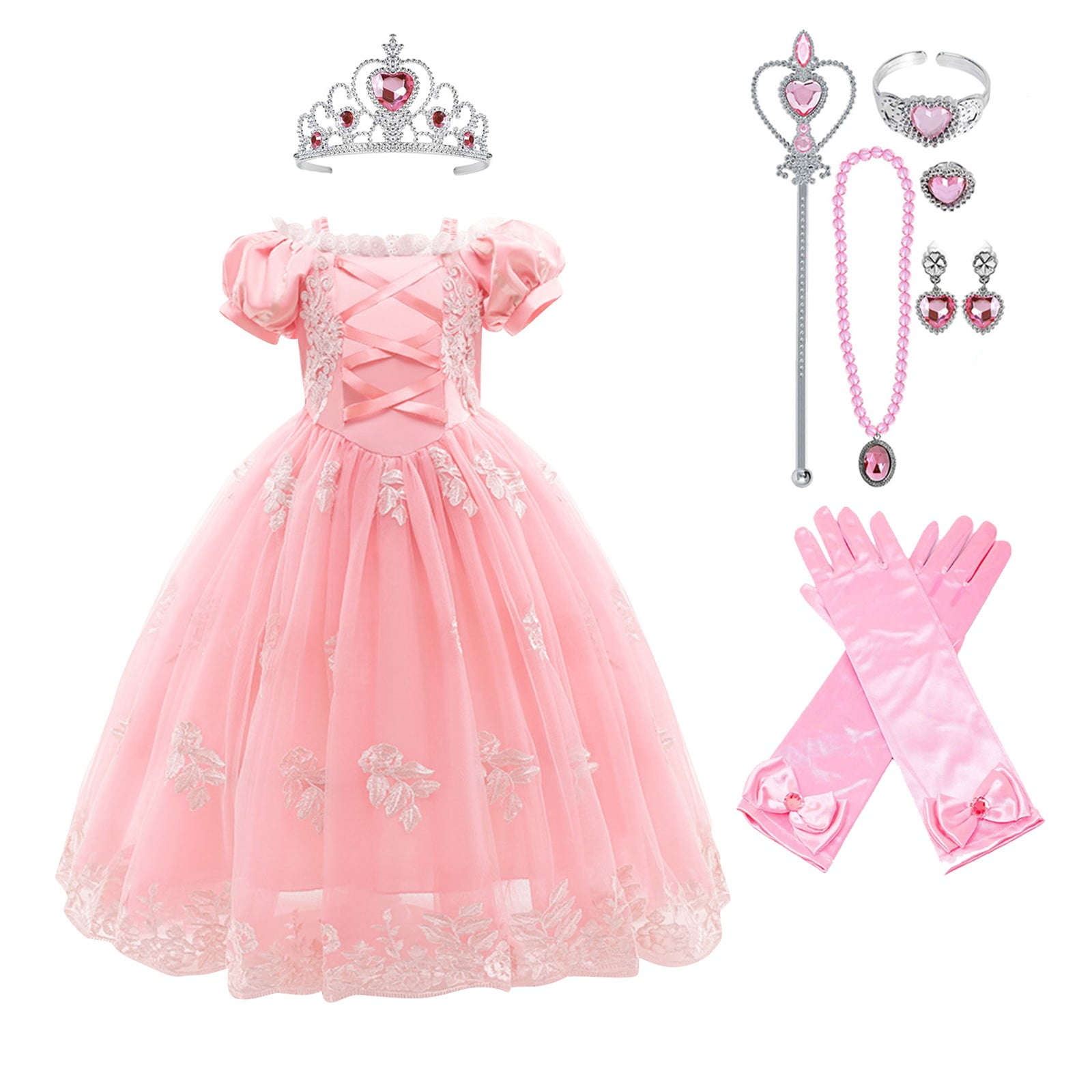 Rapunz-al Princess Cosplay Costume & Accessories - 7Pcs Girls Princess ...
