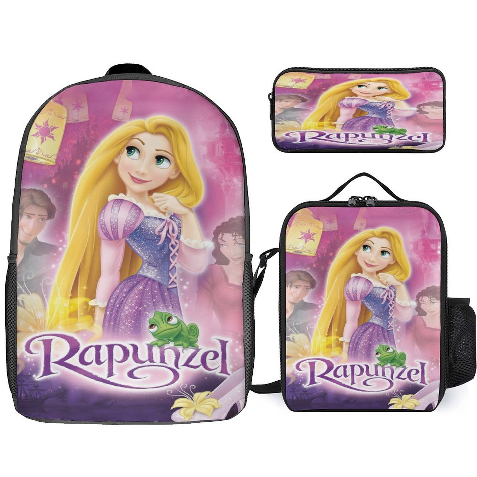 Rapunzel Backpacks 3 Piece Set Adults Bookbag with Lunch Box Pencil ...