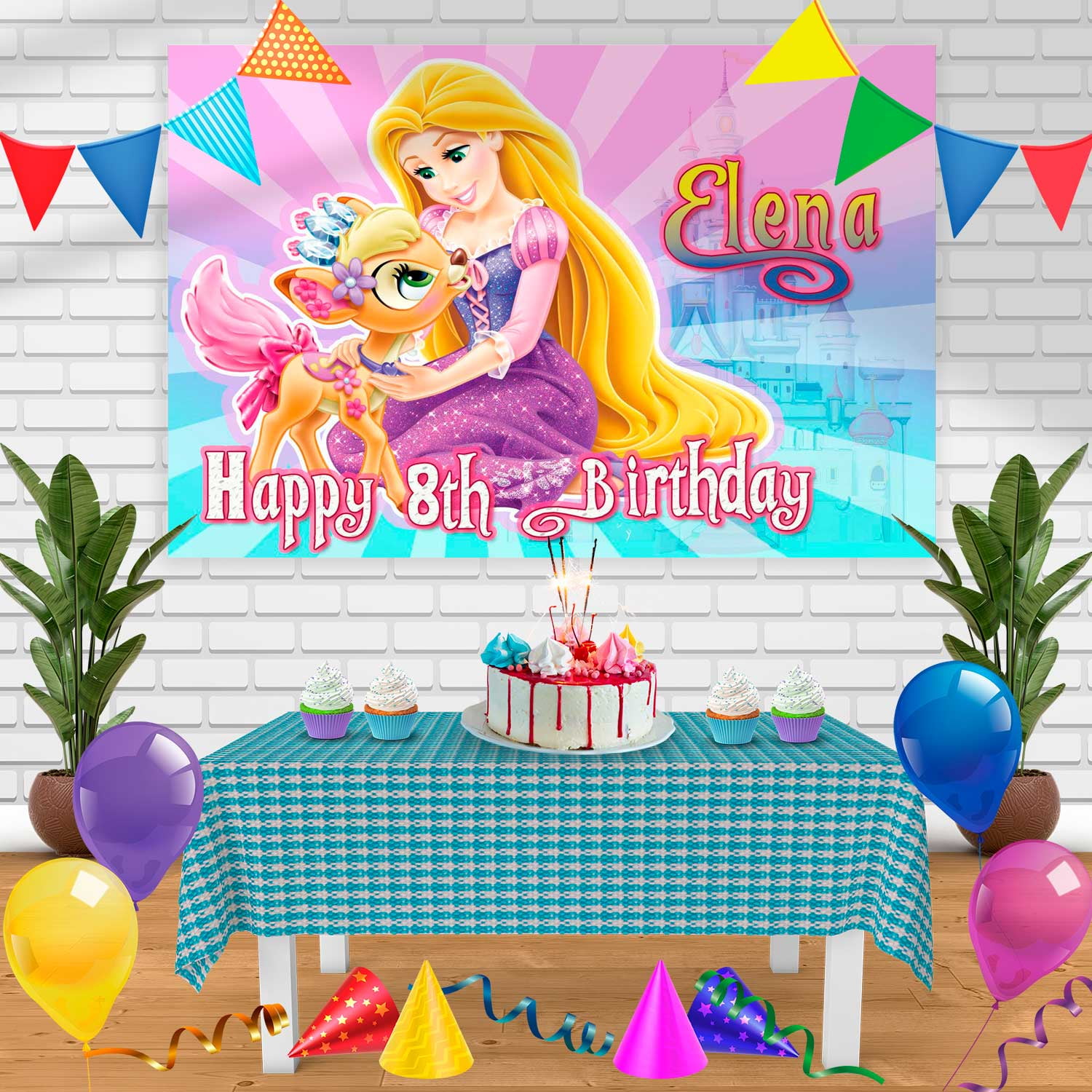Rapunzel Birthday Banner Personalized Party Backdrop Decoration 60 x 44 ...