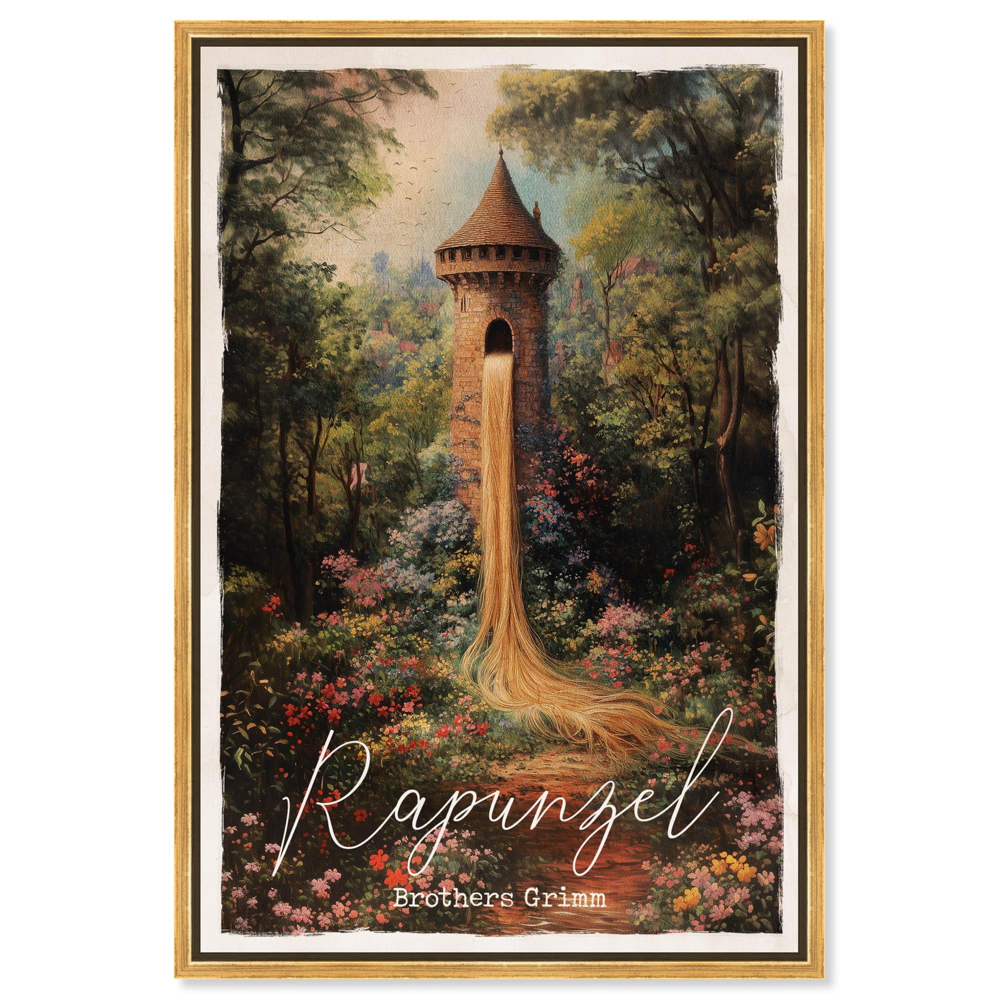 Rapunzel Classic Canvas Classic Book Art by Art Remedy, Gold Frame, 20 ...
