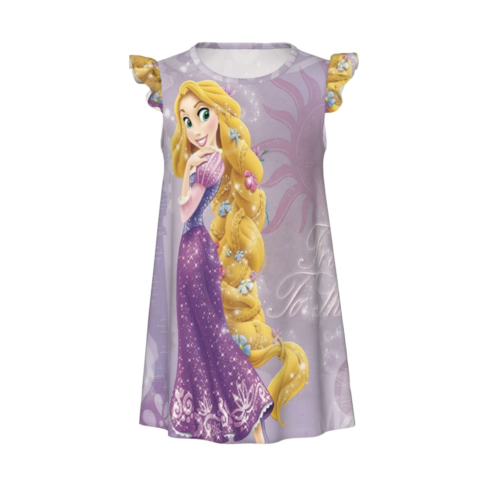 Rapunzel Little Girls Nightgowns Print Flutter Sleeve Casual Pajamas ...
