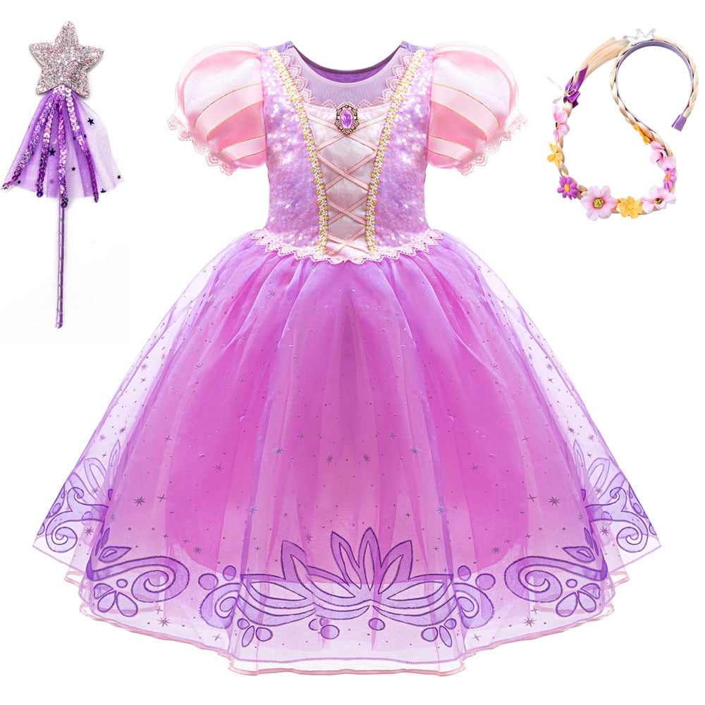 Rapunzel Princess Dress For Girls Kids Cosplay Halloween Christmas Party Outfits Purple 3-9Y ...