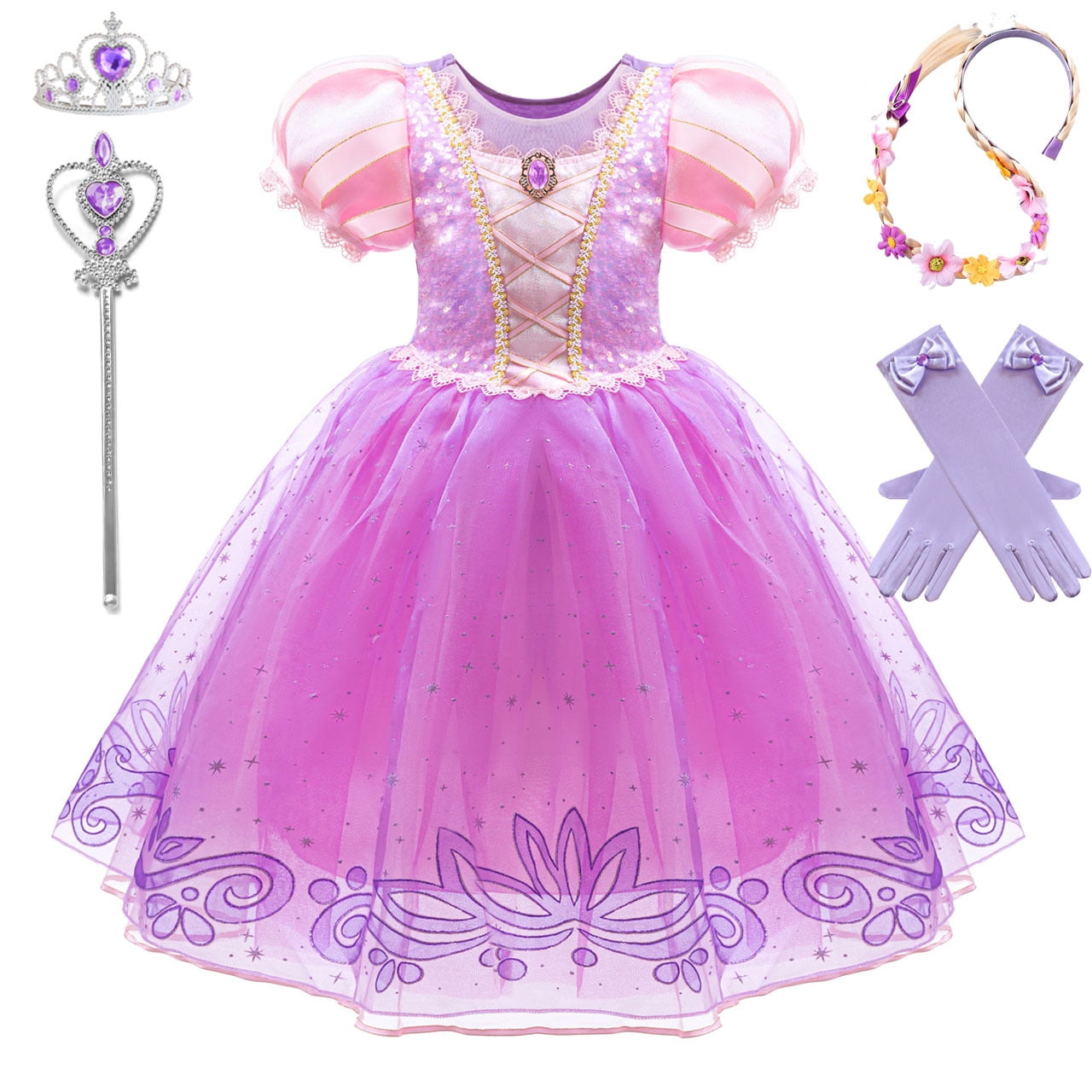 Princess Dress for Girl Dress up Costume Cosplay Halloween Birthday ...