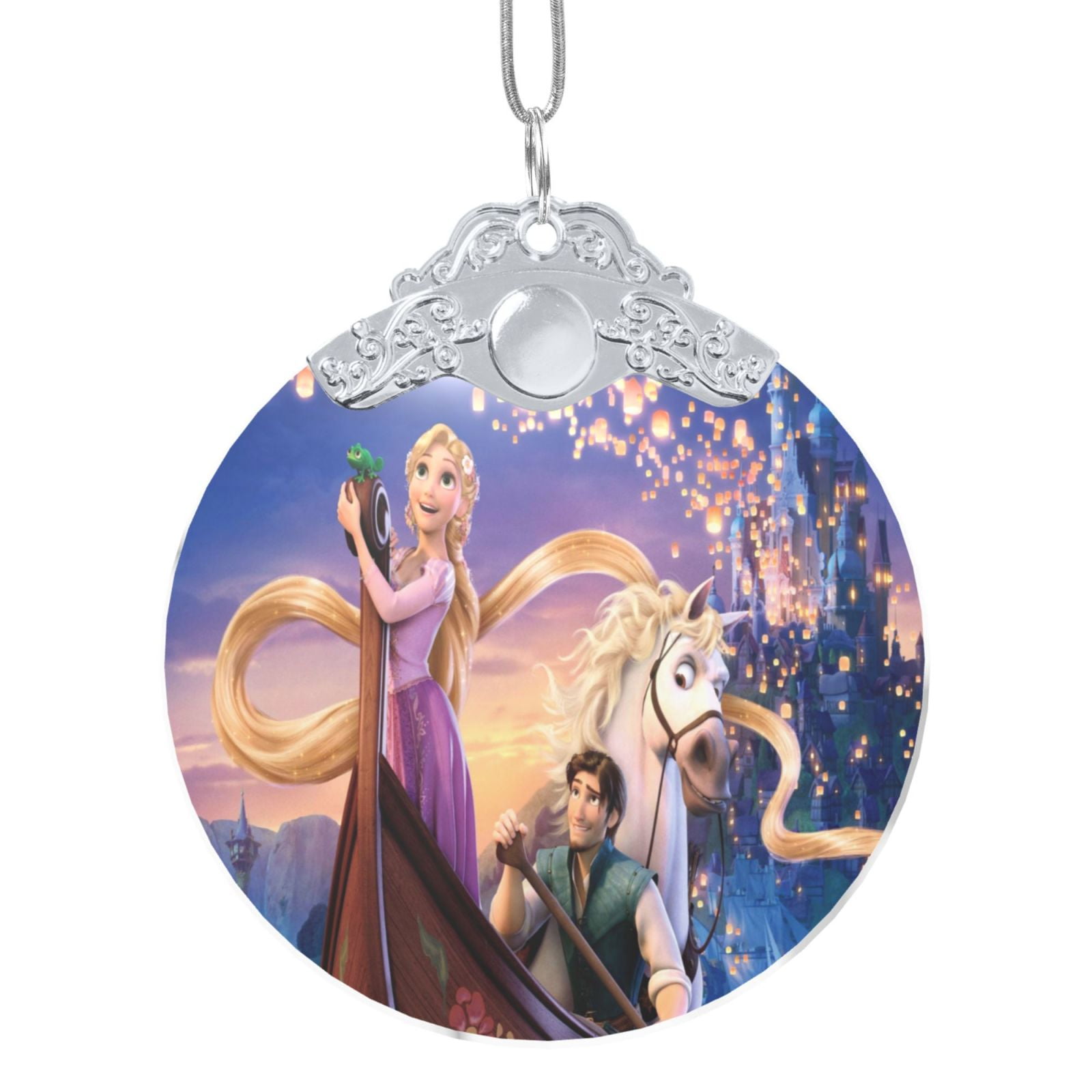 Rapunz-e Round Glass Pendant Christmas Decoration Holiday with Gold ...