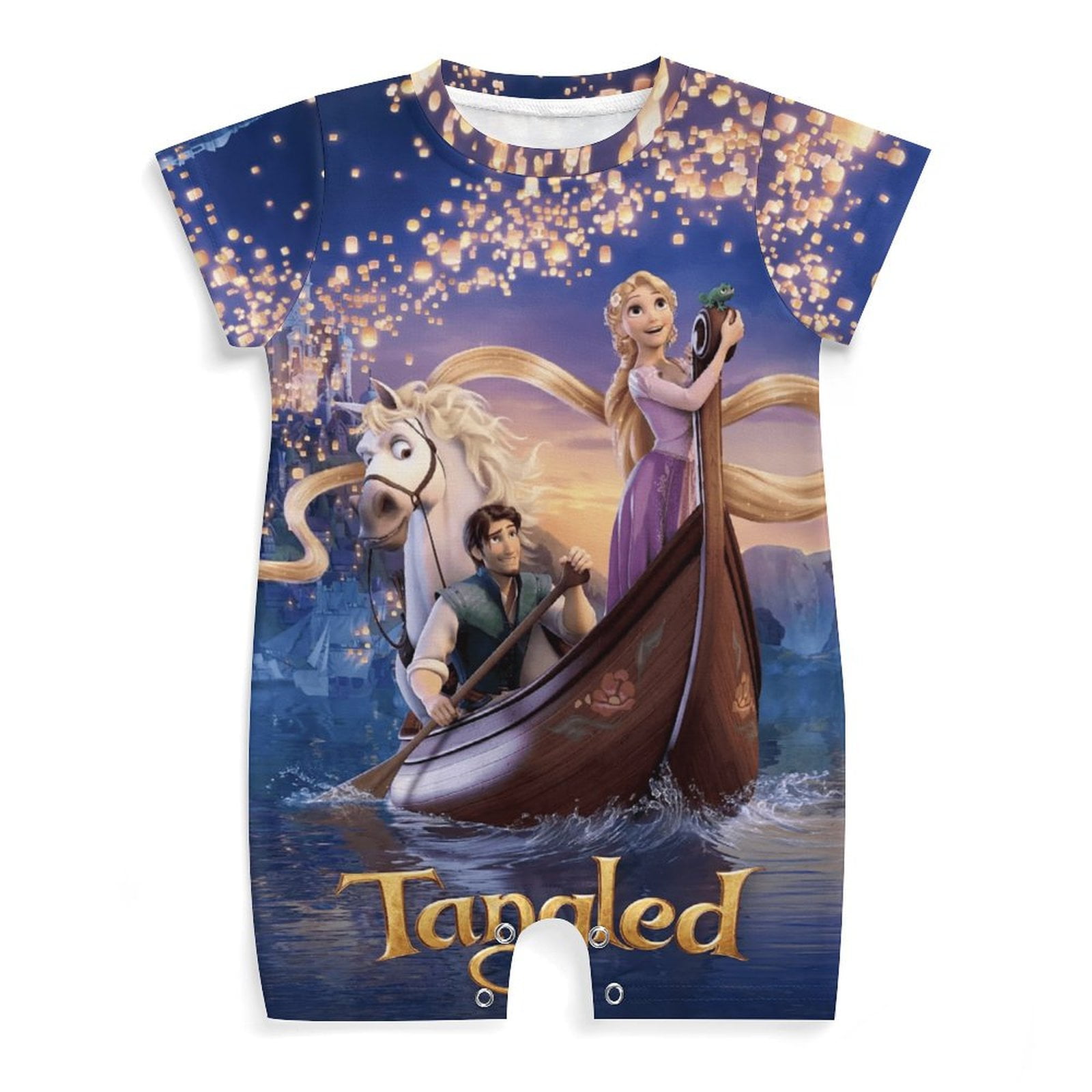 Rapunzel Tangled Baby Boy Girl Short Sleeve Romper Clothing Set Print ...