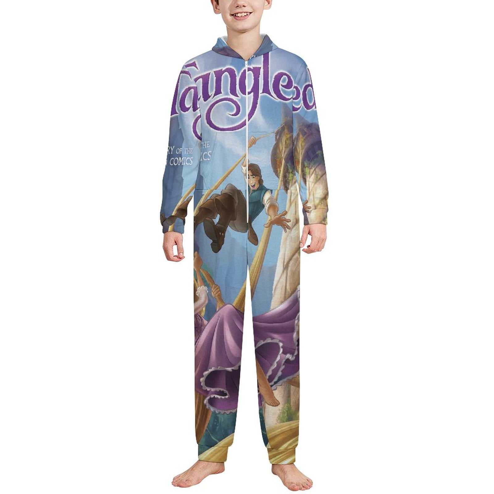 Rapunzel Tangled Kids Pajamas One Piece Hooded Union Suit Onesie PJs ...