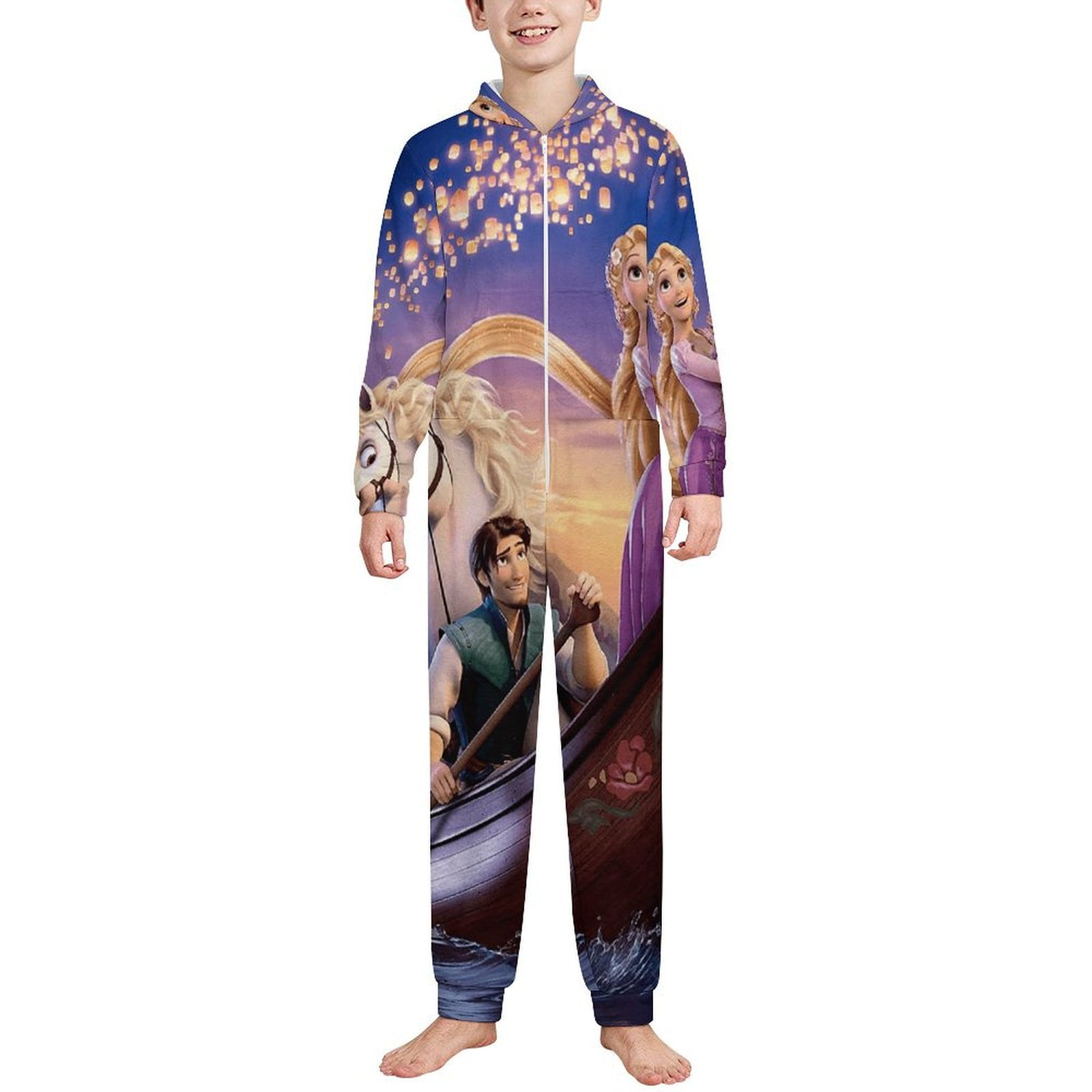 Rapunzel Tangled Kids Pajamas One Piece Hooded Union Suit Onesie PJs ...