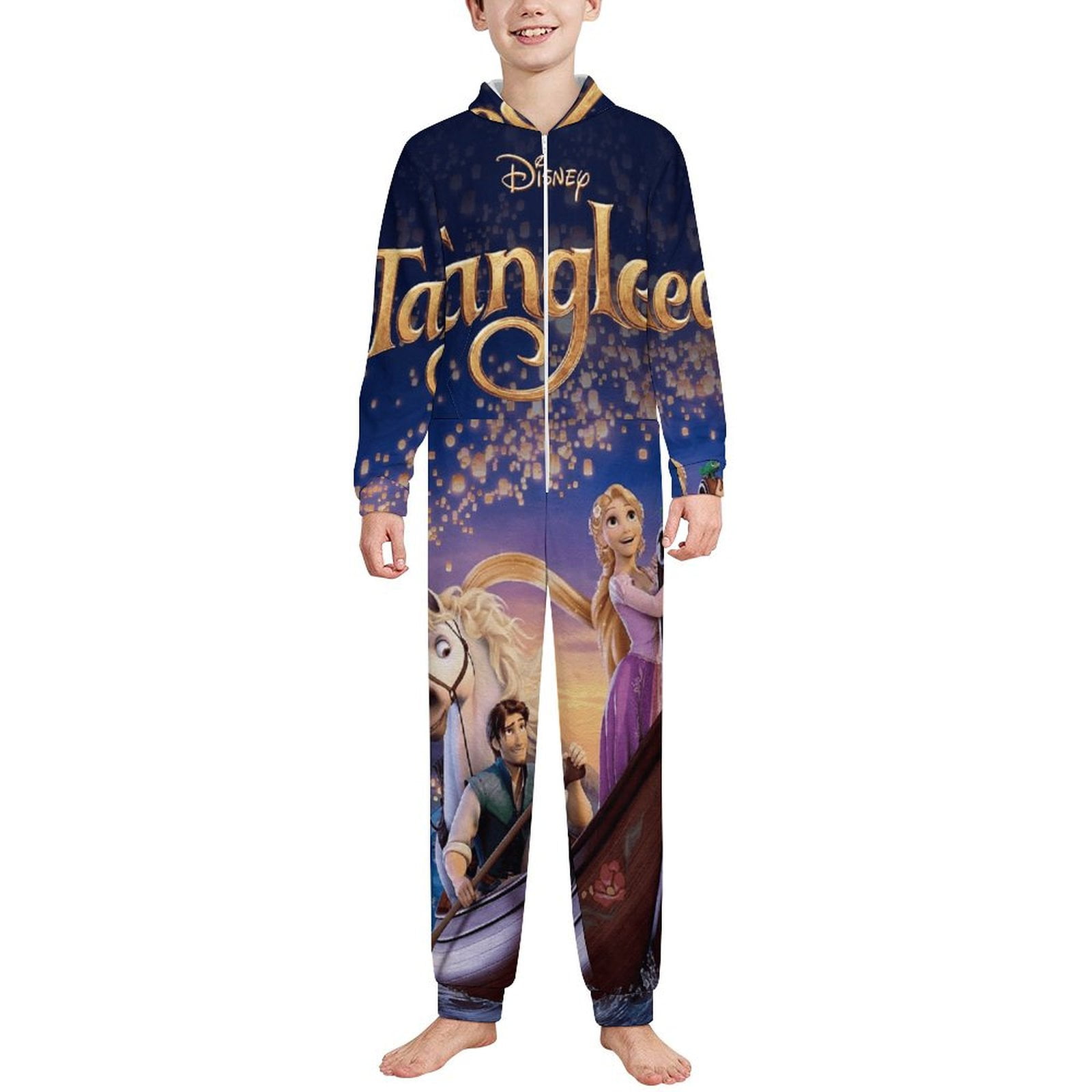 Rapunzel Tangled Kids Pajamas One Piece Hooded Union Suit Onesie PJs ...