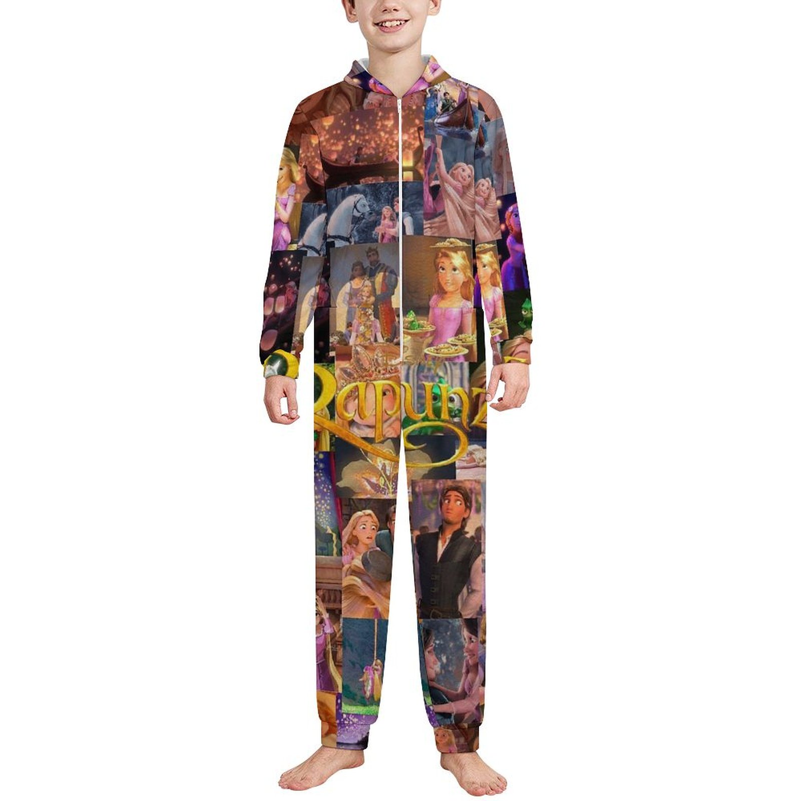 Rapunzel Tangled Kids Pajamas One Piece Hooded Union Suit Onesie PJs ...