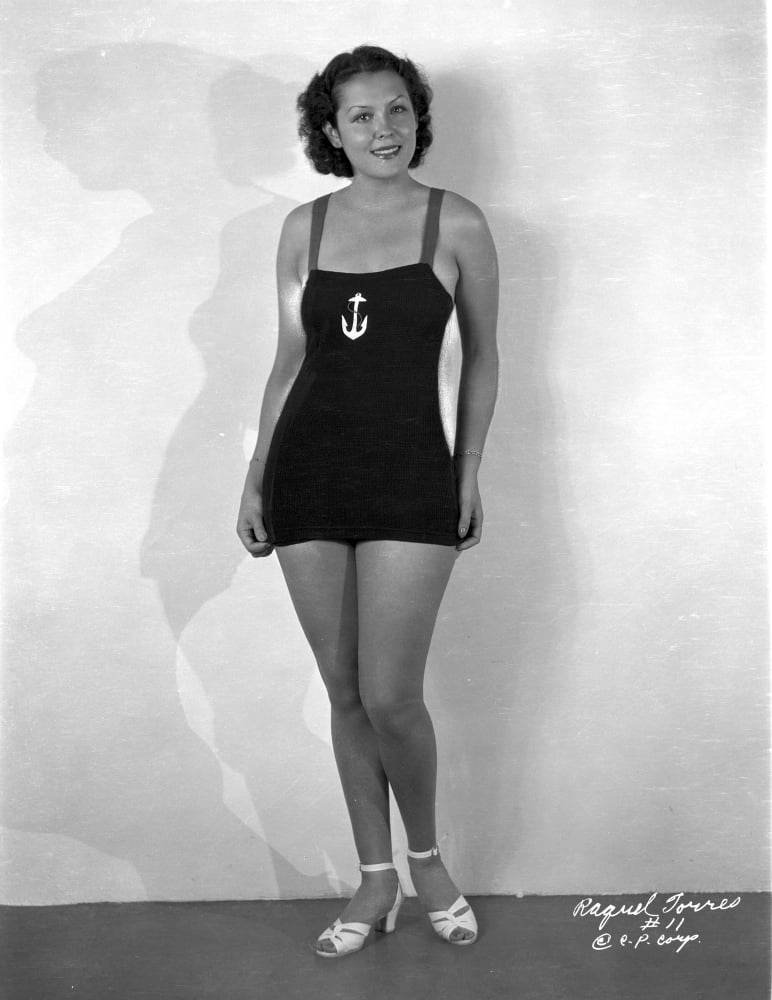 Raquel Torres Posed wearing Anchor Print Black Lingerie with White ...