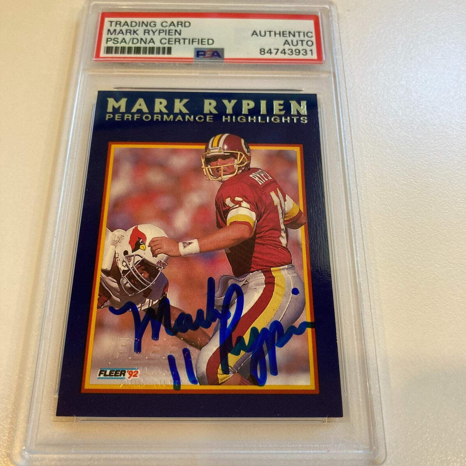 Rare 1992 Fleer Mark Rypien RC Signed Promo Card With Fleer Stamp PSA ...