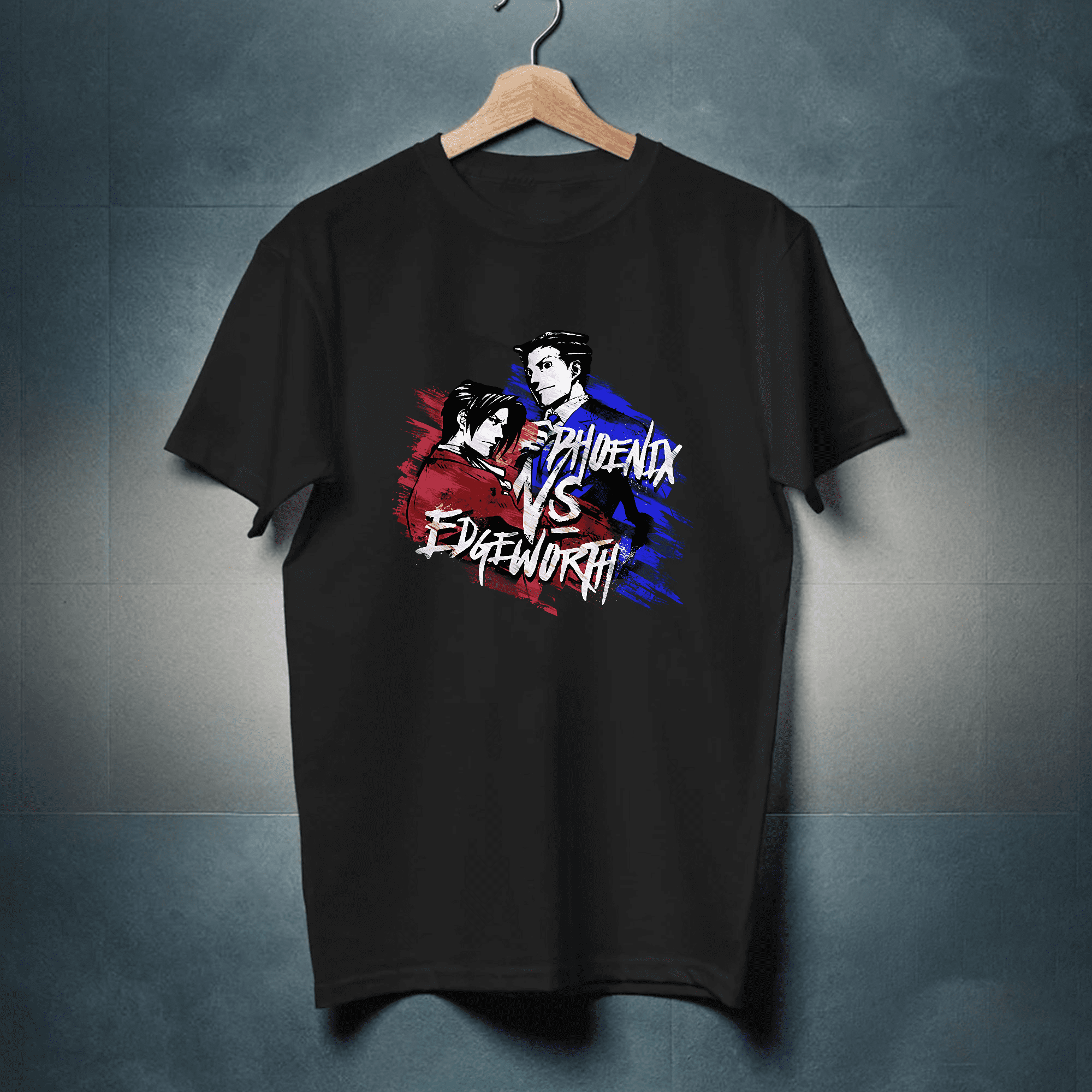 Rare Ace Attorney Phoenix Vs Edgeworth Black Capcom Gaming Shirt ...
