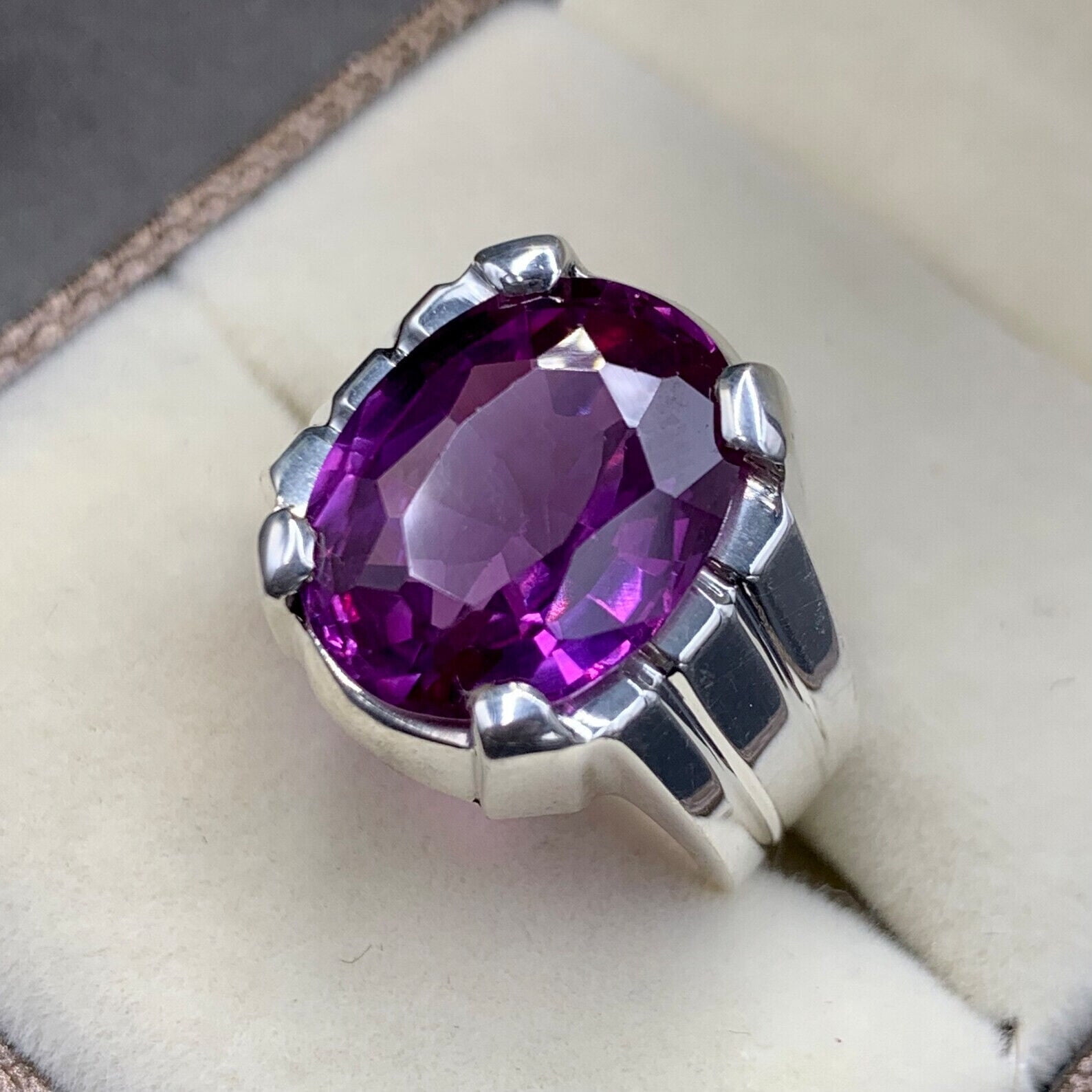 Rare Alexandrite Ring Mens Alexandrite Ring Sterling Silver 925 Purple ...