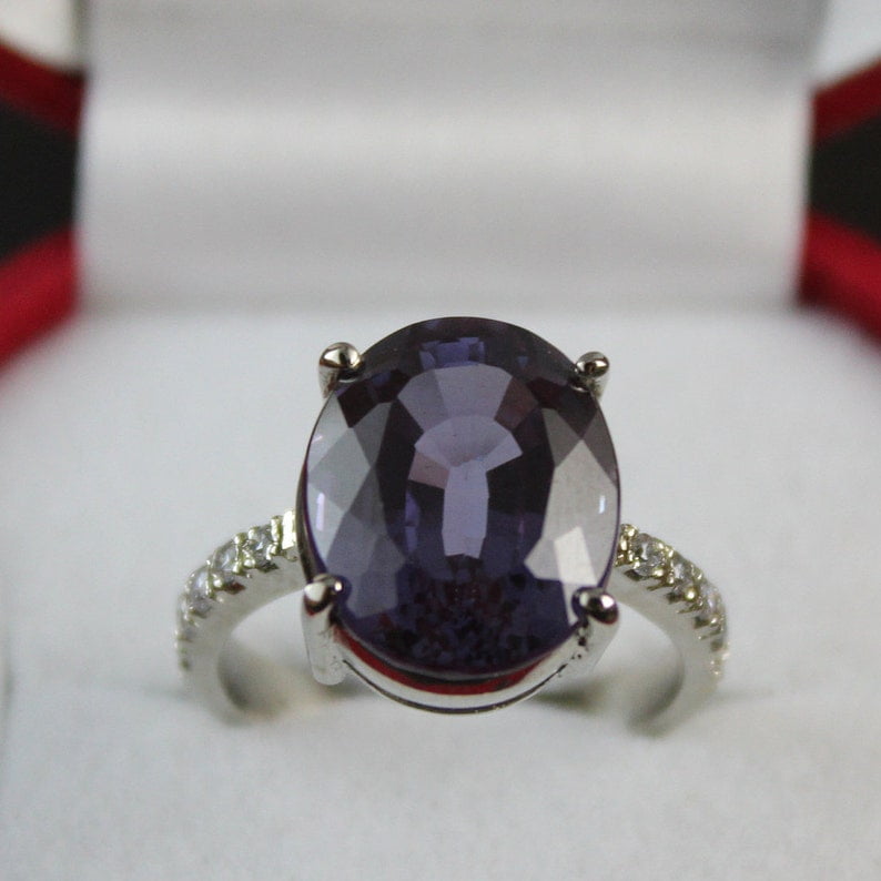 Rare Alexandrite Ring Women Alexandrite Ring Sterling Silver 925 shades ...