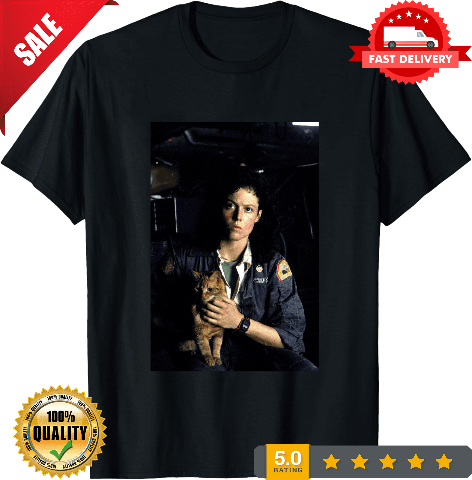 Rare Alien Shirt Ellen Ripley Jonsey Cat xenomorph horror movie, CROWD ...