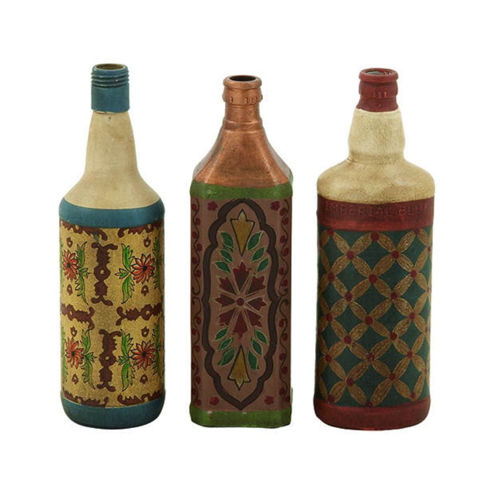 Rare And Beautiful Glass Painted Bottle, Set Of 3 - Walmart.com