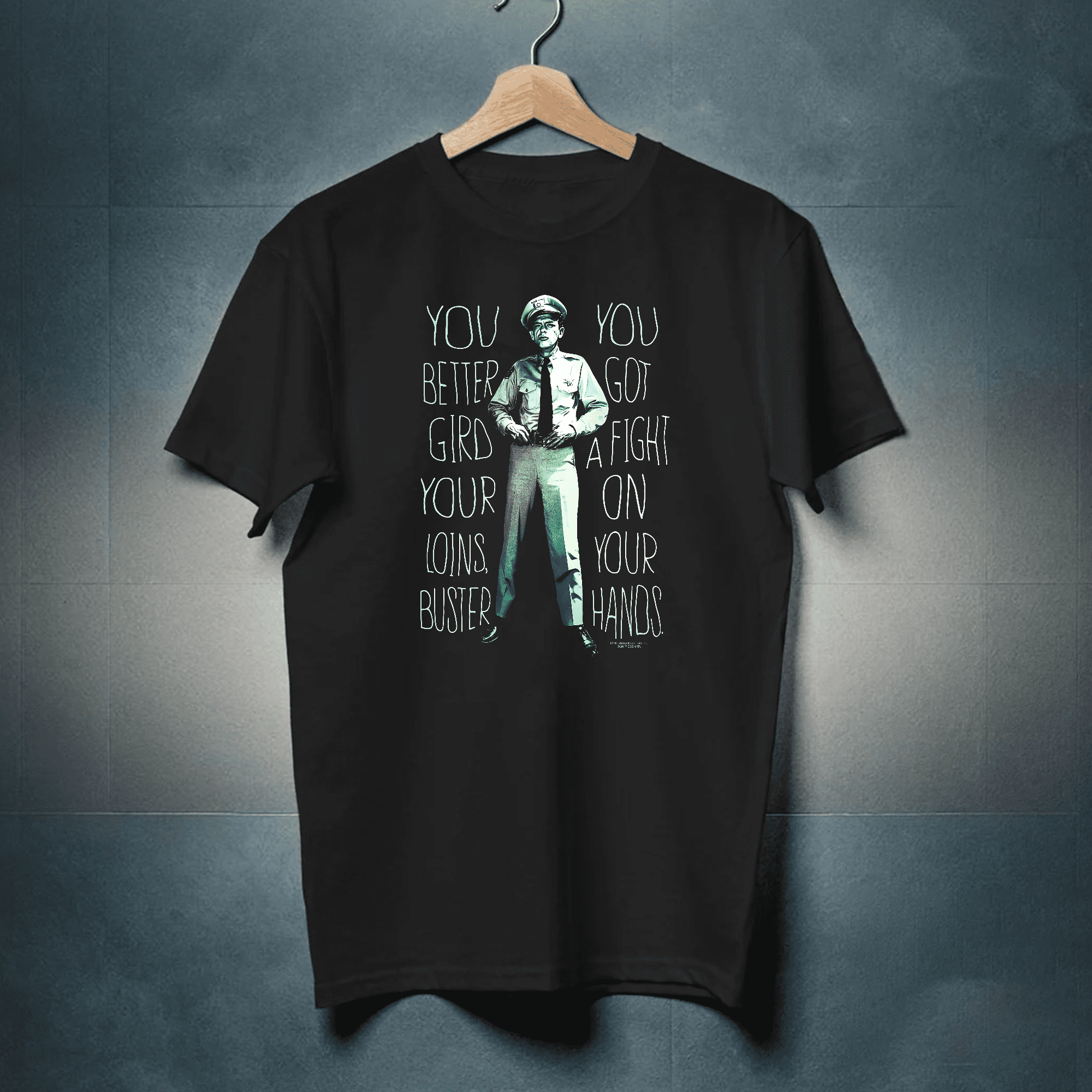 Rare Andy Griffith Show Fight T Shirt Mens Licensed Classic TV Barnie ...