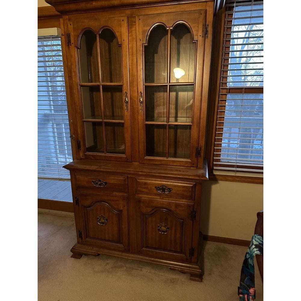 Rare Bookcase Display Cabinet with Doors Walnut Finish Cabinets/Cabinets- - Walmart.com