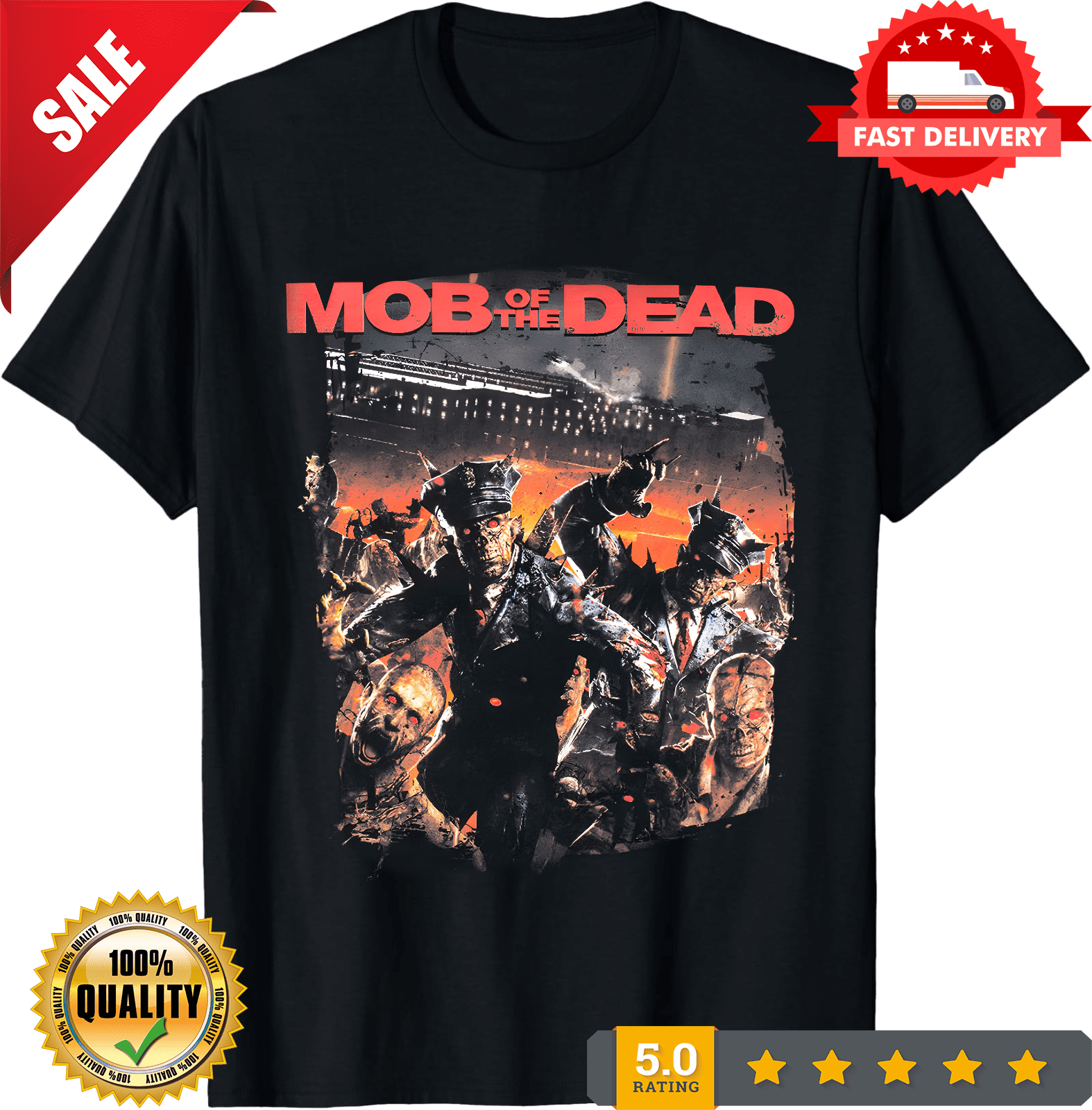 Rare Call Of Duty Zombies Mob Of The Dead Black T-Shirt, CROWD FAVORIT ...