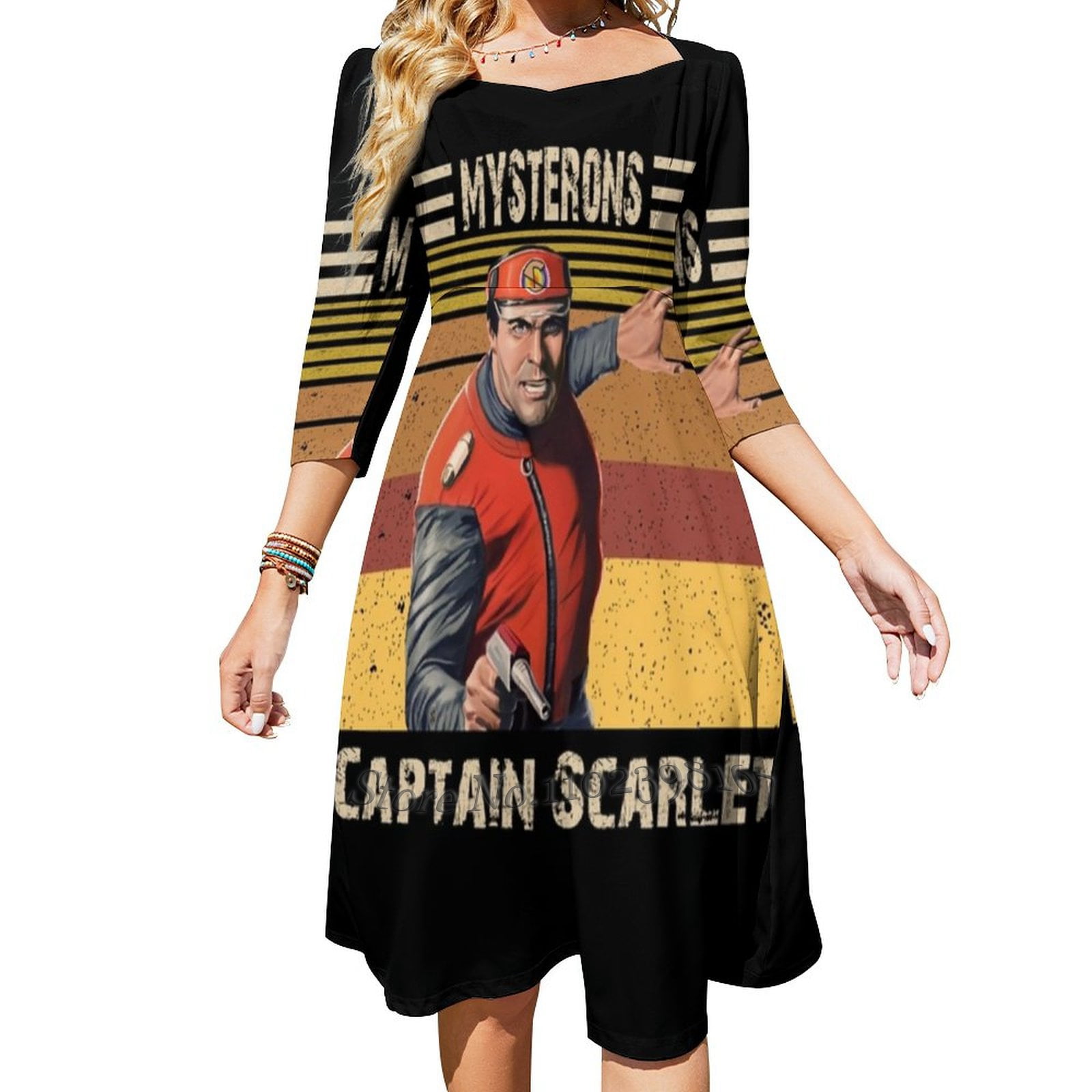 Rare Captain Scarlet Mysterons Square Neck Dress New Plus Size Elegant ...