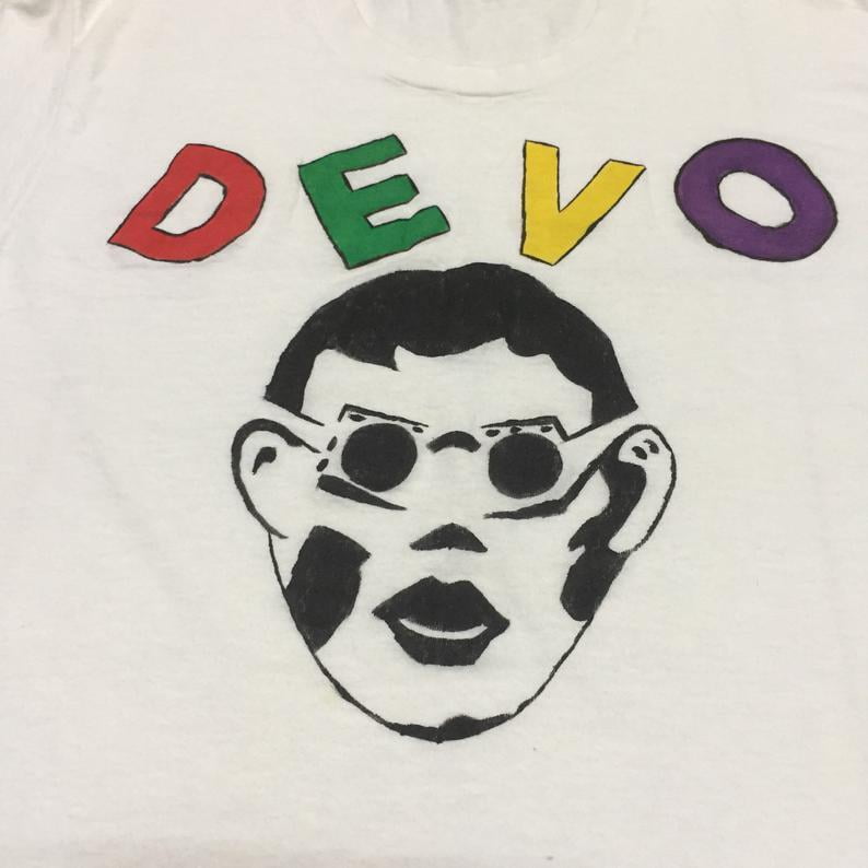 Rare Devo Hand Paint true vintage White t shirt - Walmart.com