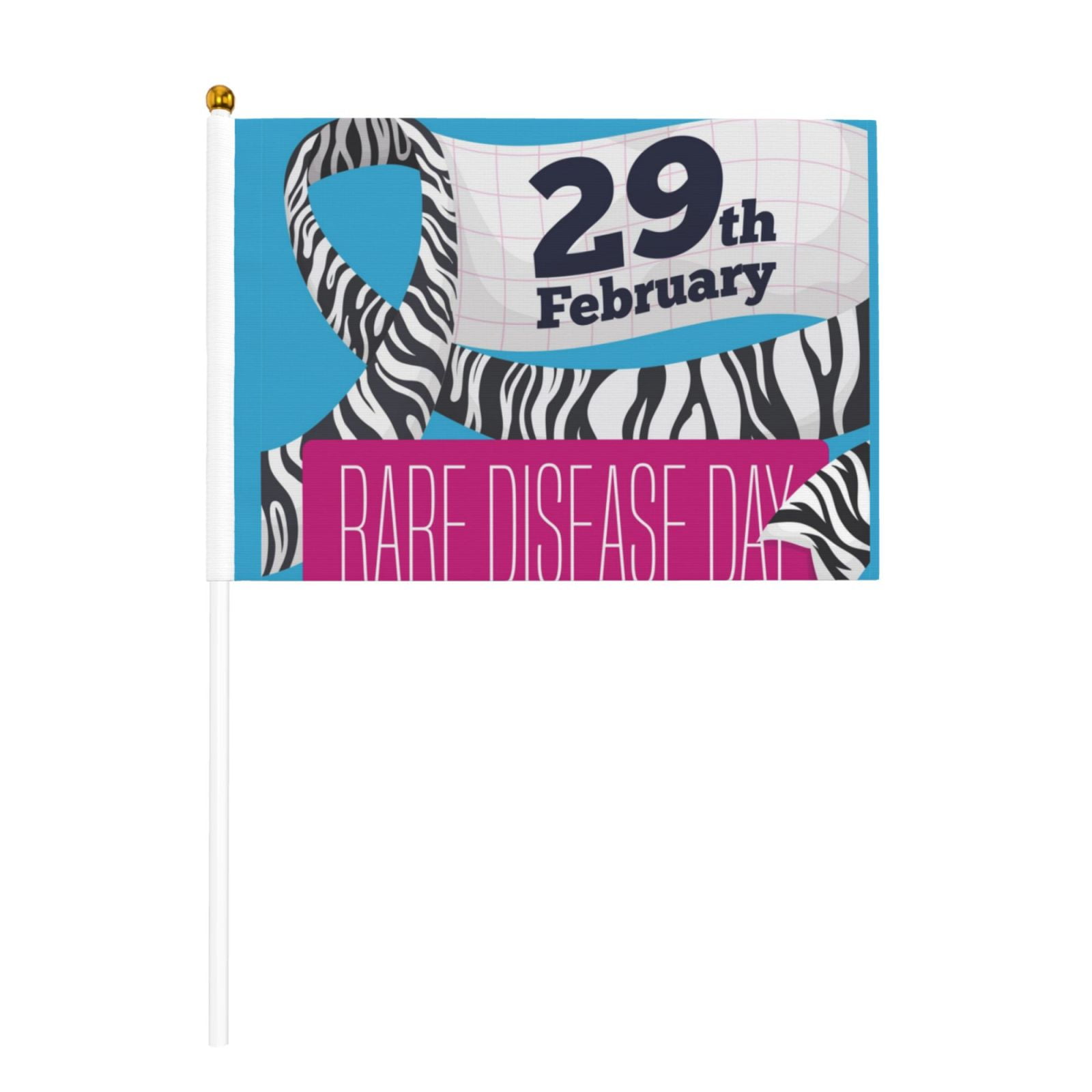 Rare Disease Awareness Day Zebra Ribbon Flag Small Mini Hand Held Flags ...