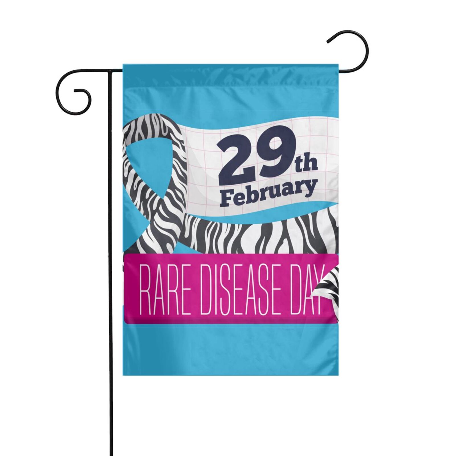 Rare Disease Awareness Day Zebra Ribbon Garden Flag Double Sided Yard ...
