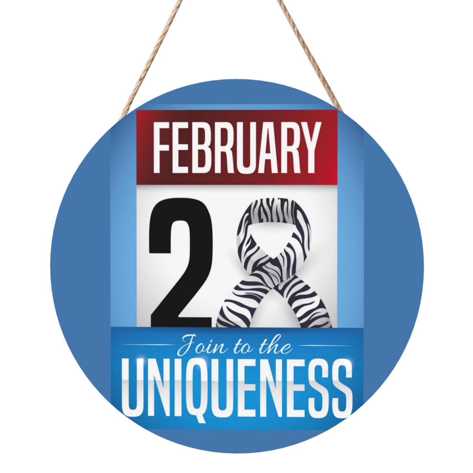 Rare Disease Awareness Day Zebra Ribbon Wooden Hanging Sign Ornament ...