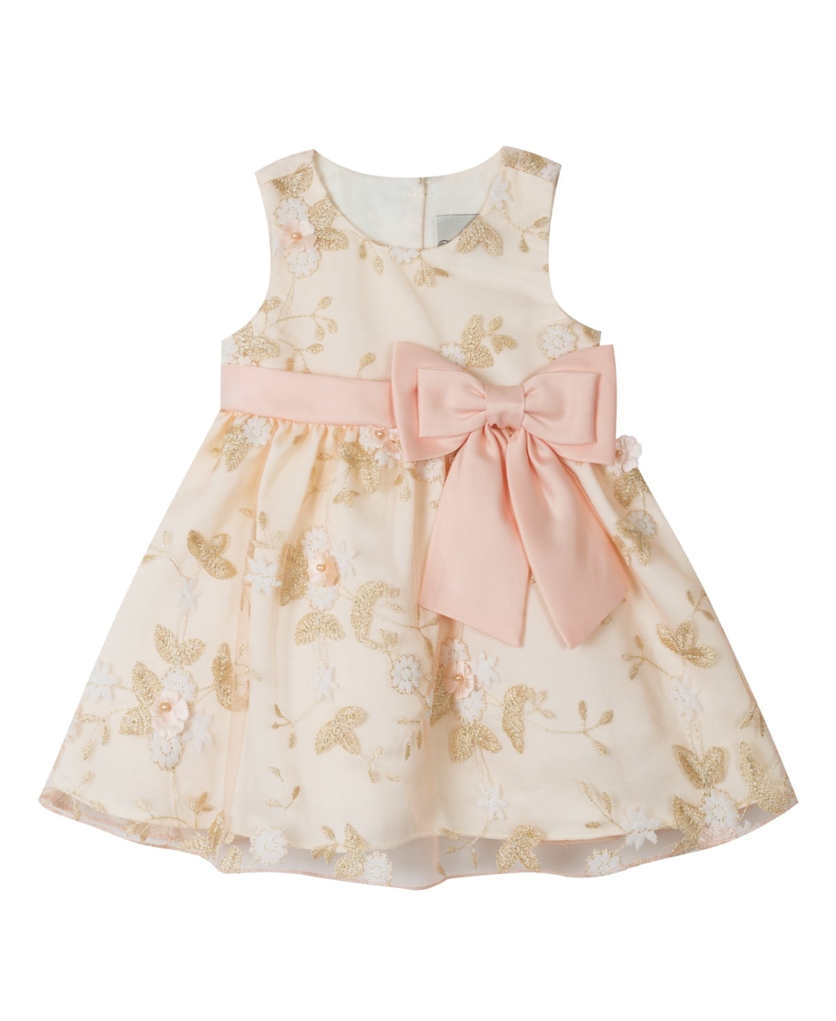 Rare Editions Baby Girls Embroidered Mesh Sleeveless Dress with Bow ...