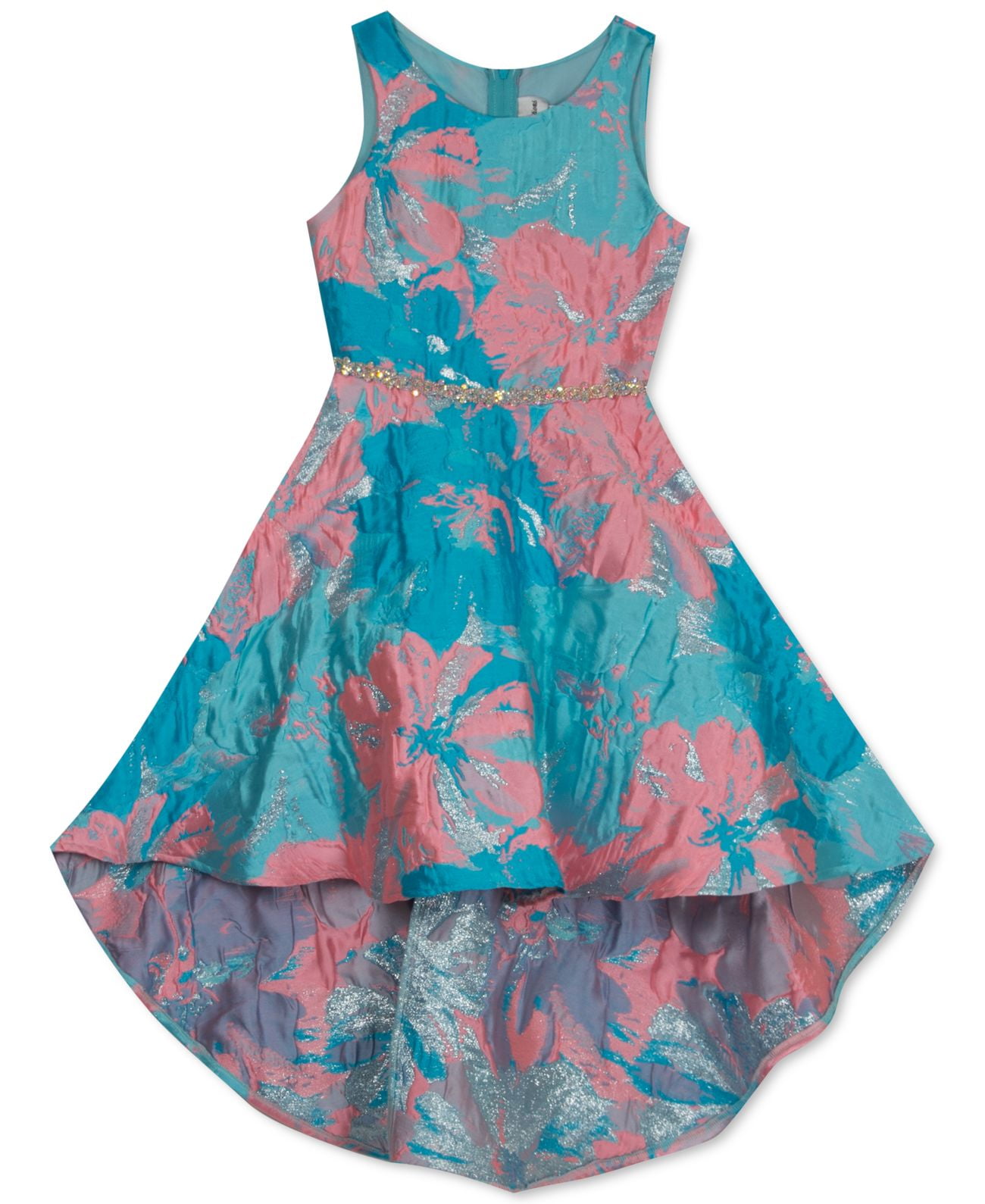 Rare Editions Big Girls High-Low Brocade Dresses, Navy, 7 - Walmart.com