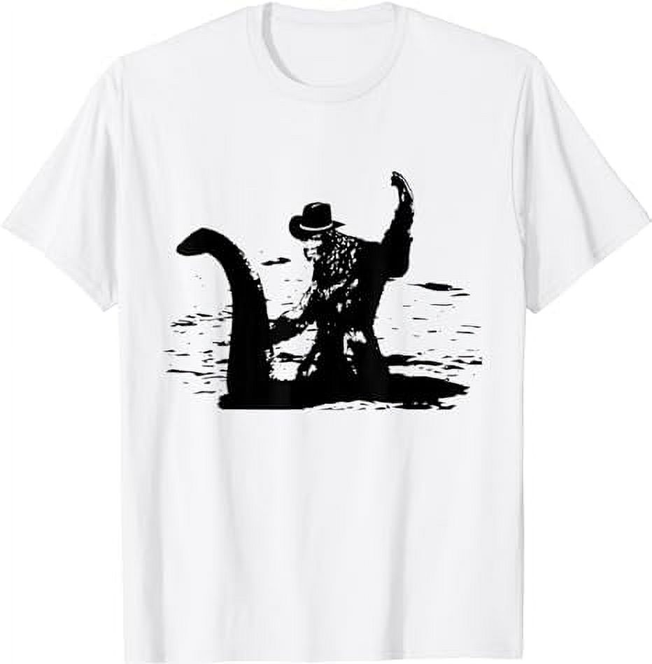 Rare Footage Bigfoot Sasquatch Riding The Loch Ness Monster T-Shirt - Walmart.com
