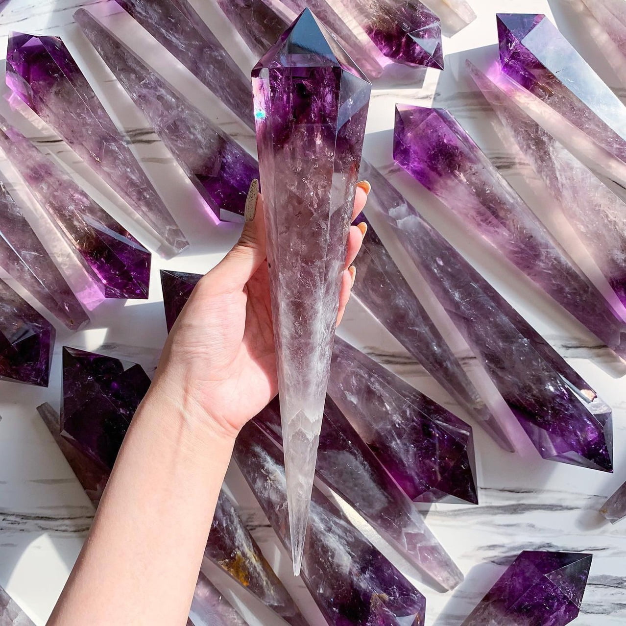 Rare Grade A Amethyst Wand - Natural Rainbow Amethyst Handle, Bahia ...