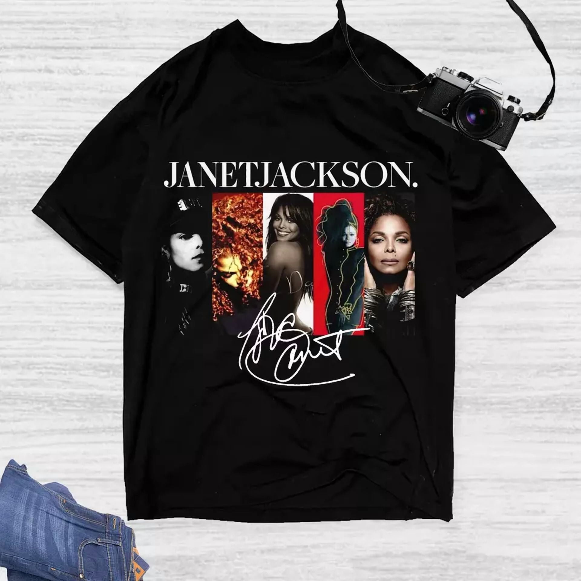 Rare! Janet Jackson Collection Singer Cotton Black Uniex All Size Shirt ...