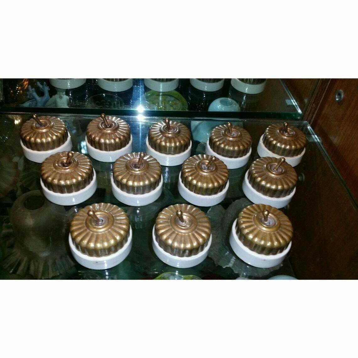 Rare Melon Brass Ceramic Porcelain Light Electric Switches Button ...