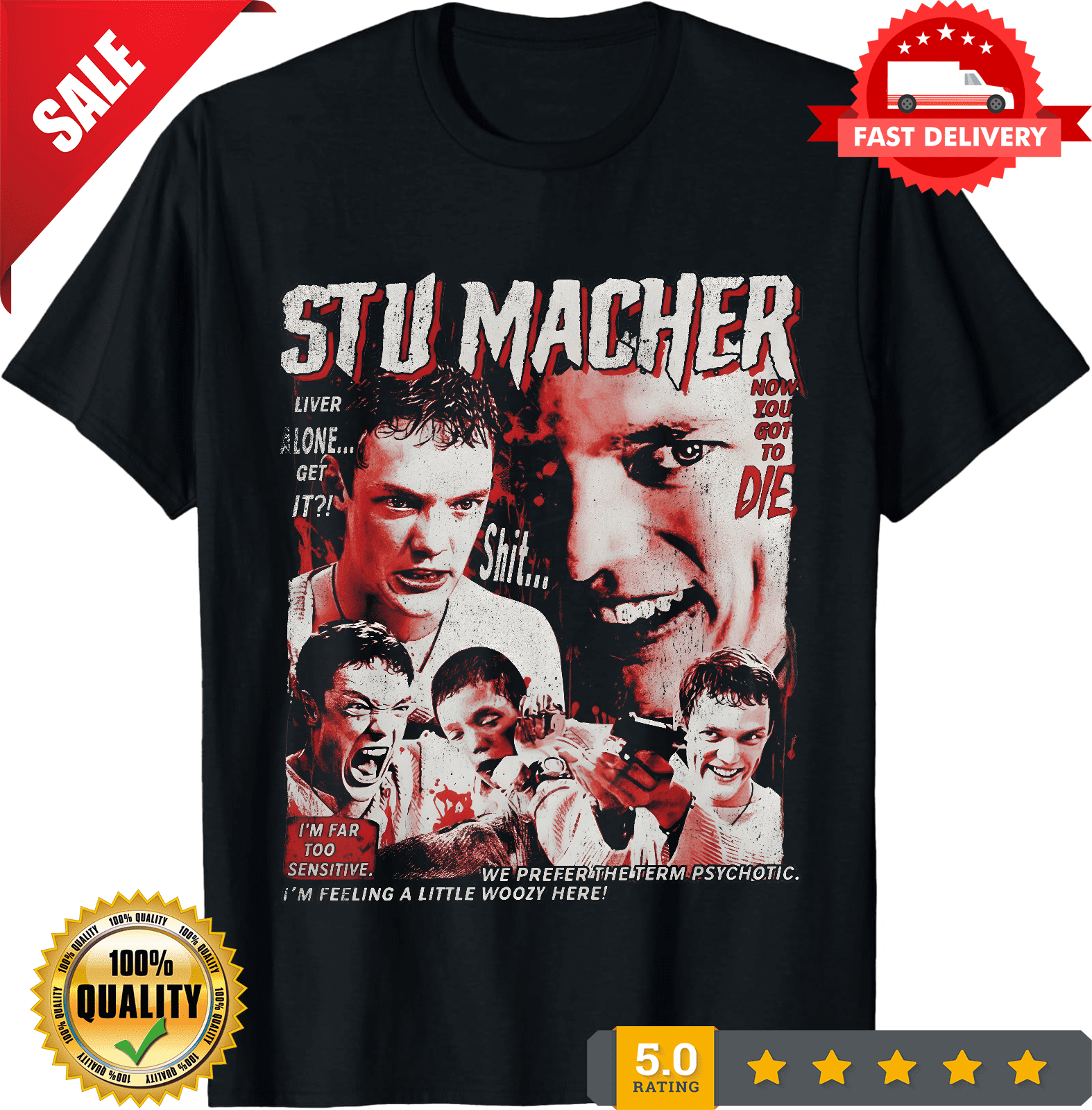 Rare Men T-Shirts Stu Macher Scream Movie Fun 100_ Cotton Tees Short ...