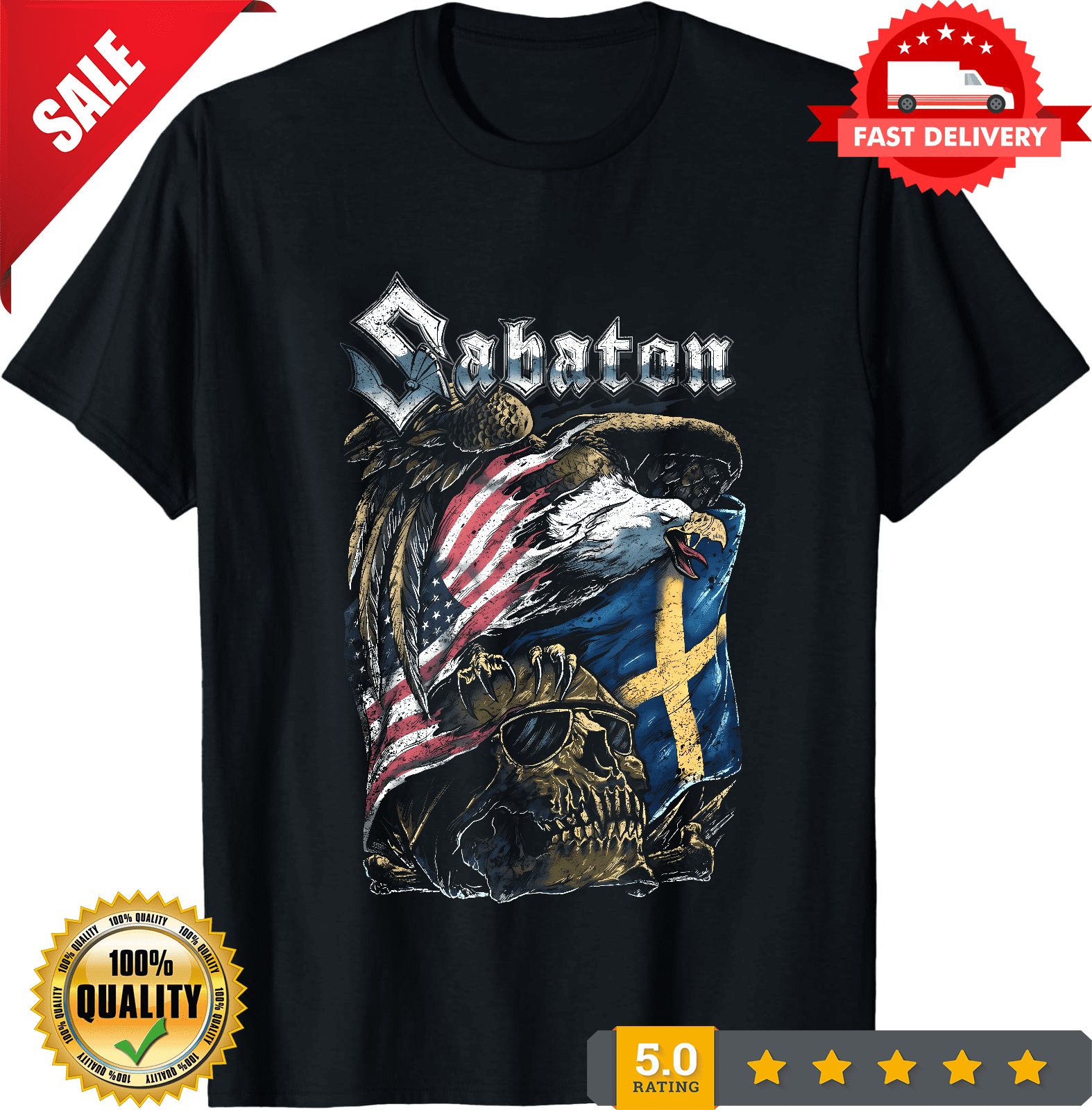 Rare Men WomenKids Swedish Band Sabaton History Metal Band American ...