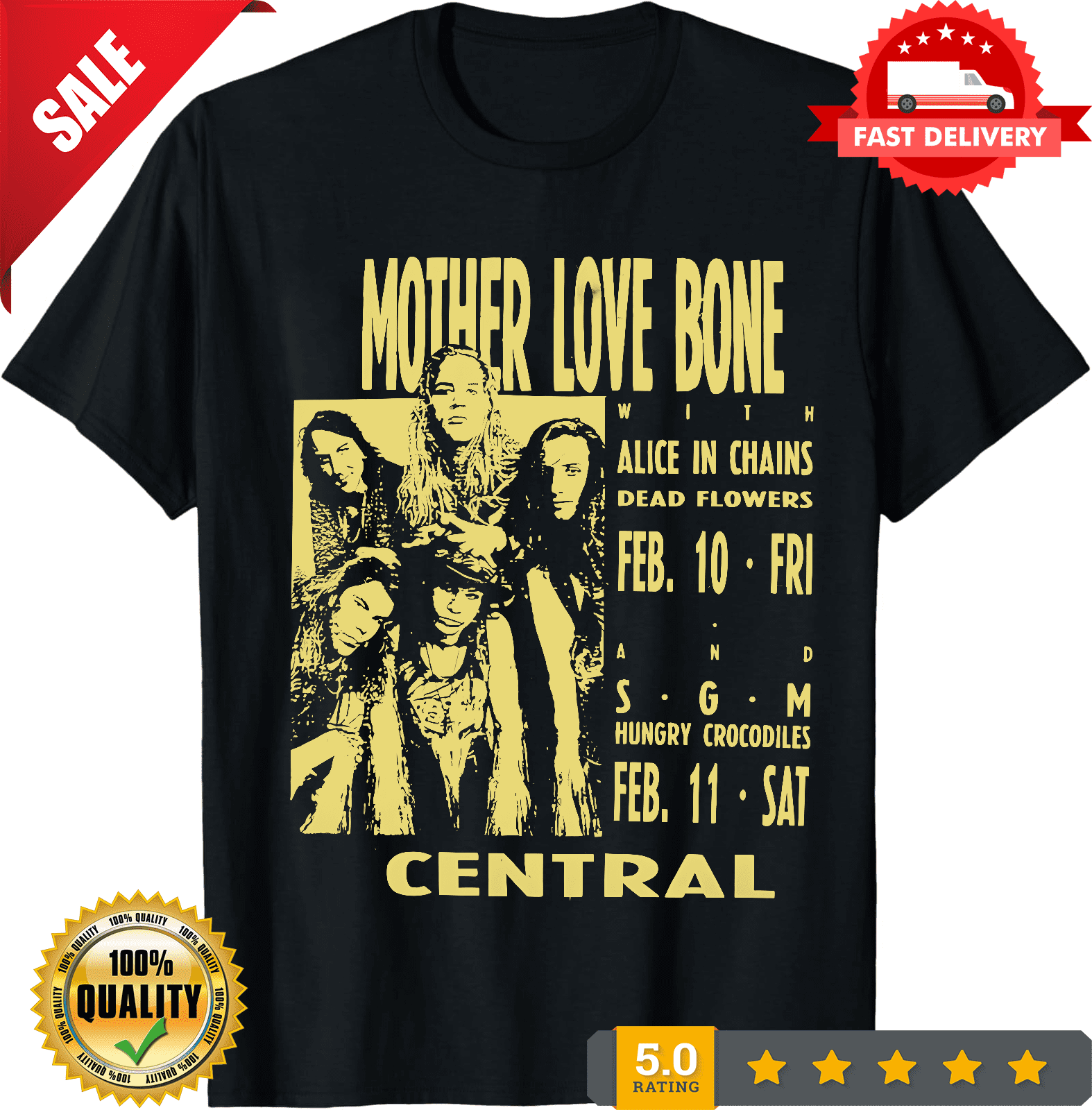 Rare Mother Love Bone band Central Tour Unisex T-Shirt UU990, LIMITED ...