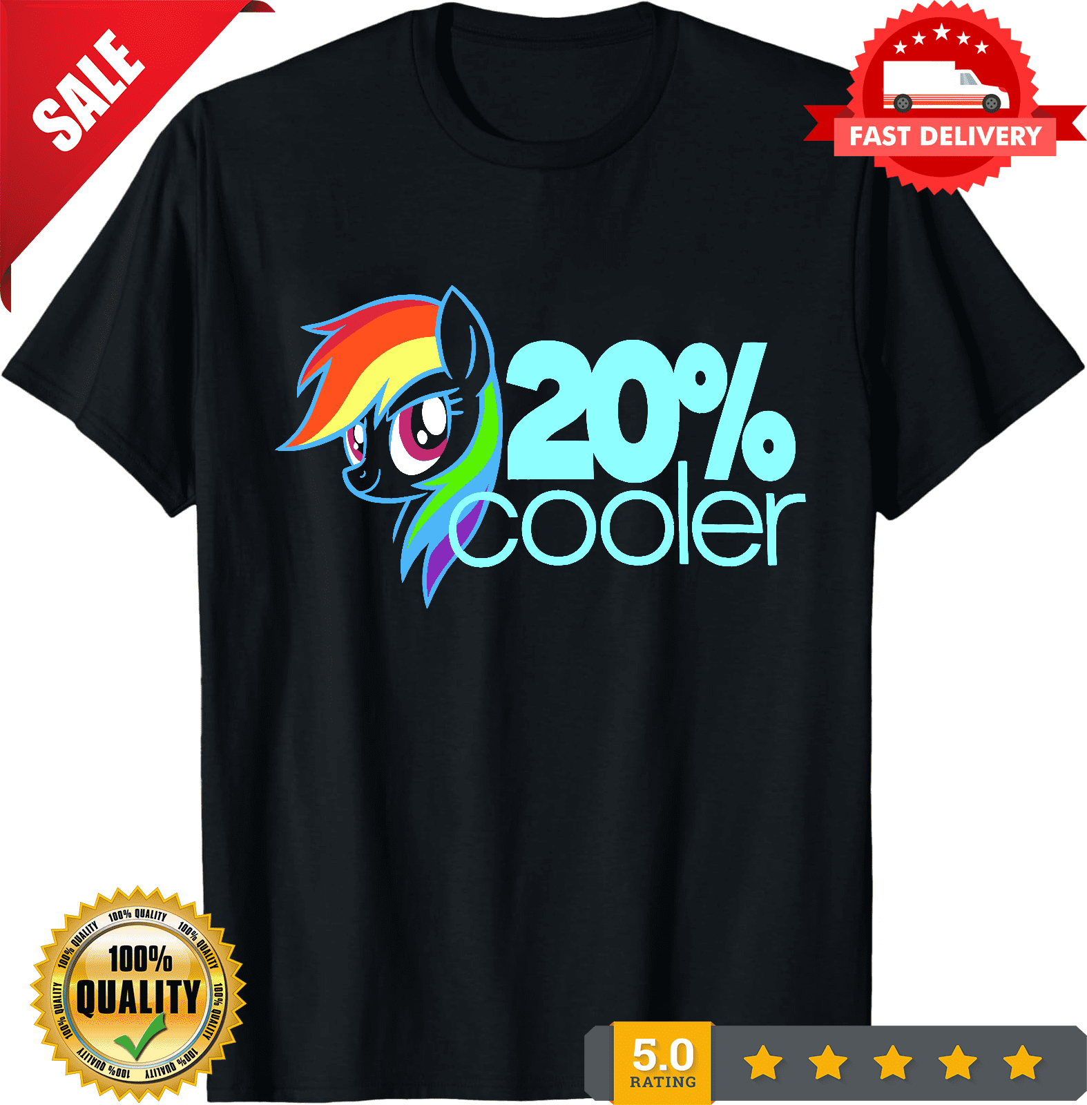 Rare My Little Pony New Adult T-Shirt - Rainbow Dash 20% Cooler ...